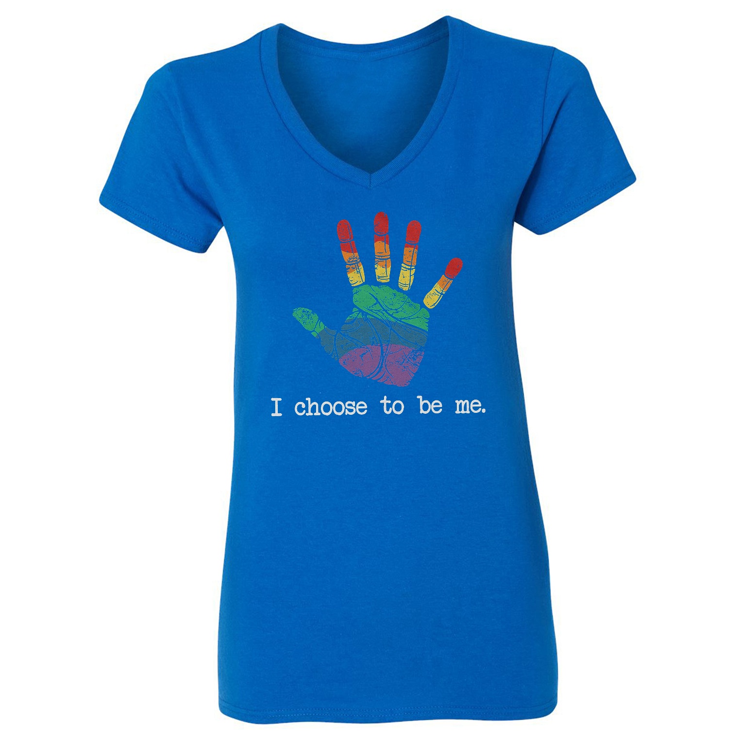 LGBTQ Hand Print - I Choose To Be Me Gay Pride Month Ladies' V-Neck ...