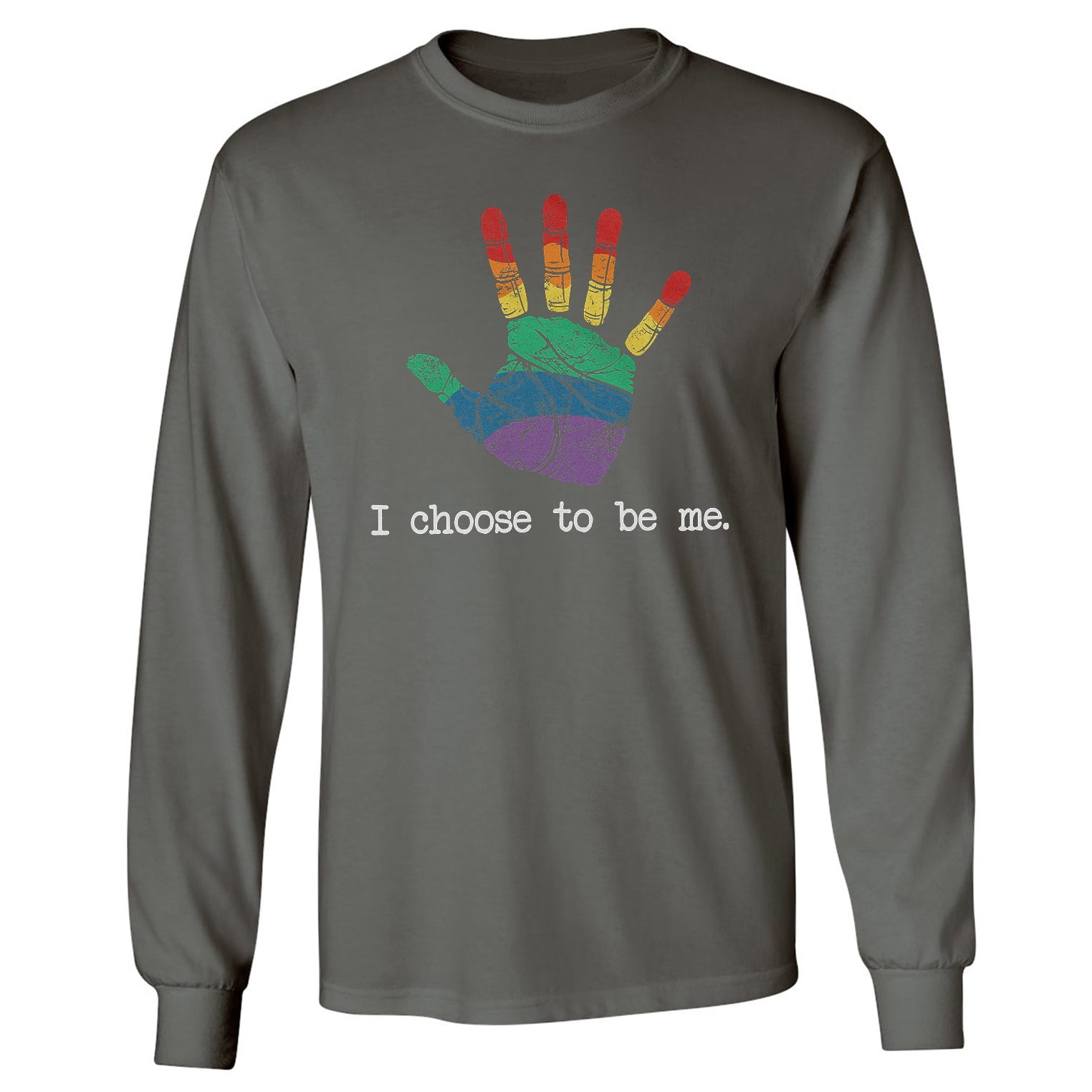 LGBTQ Hand Print - I Choose To Be Me Gay Pride Month Long Sleeve T ...