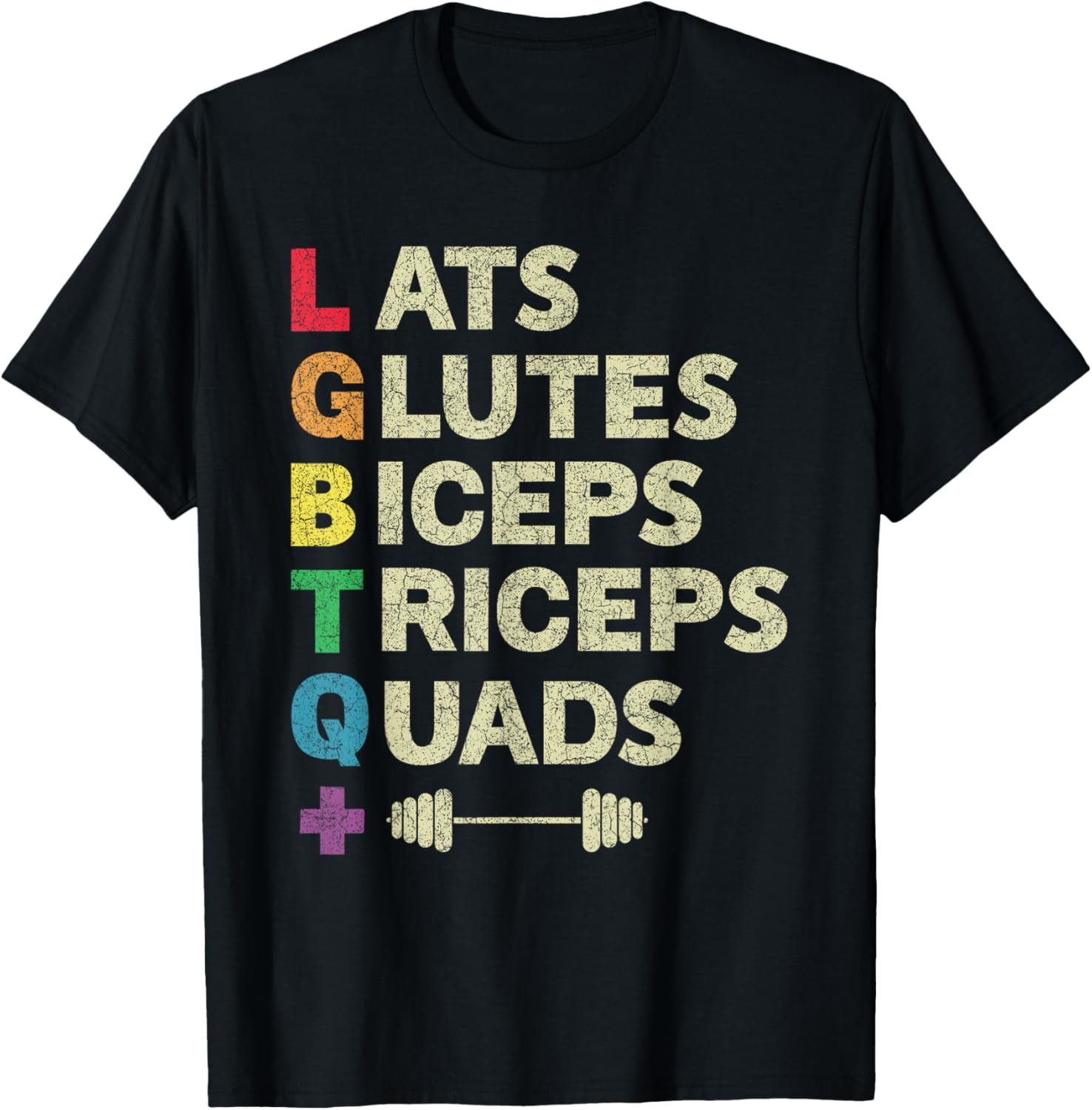LGBTQ Lats Glutes Biceps Triceps Quads Weightlifting T-Shirt men and ...