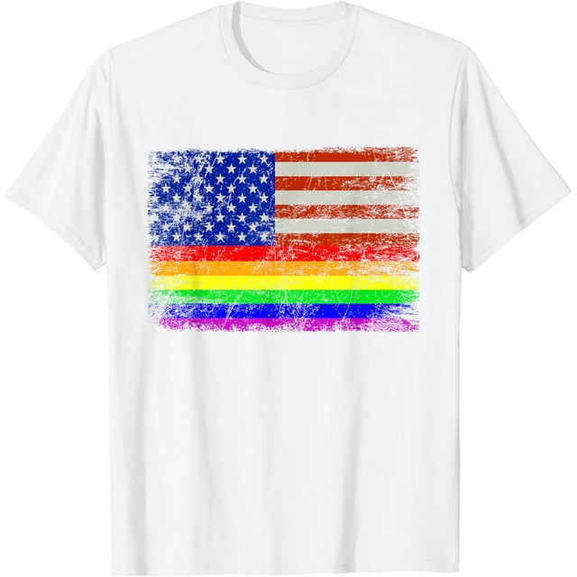LGBTQ Lesbian Gay Pride 4th of July American Rainbow Flag T-Shirt ...