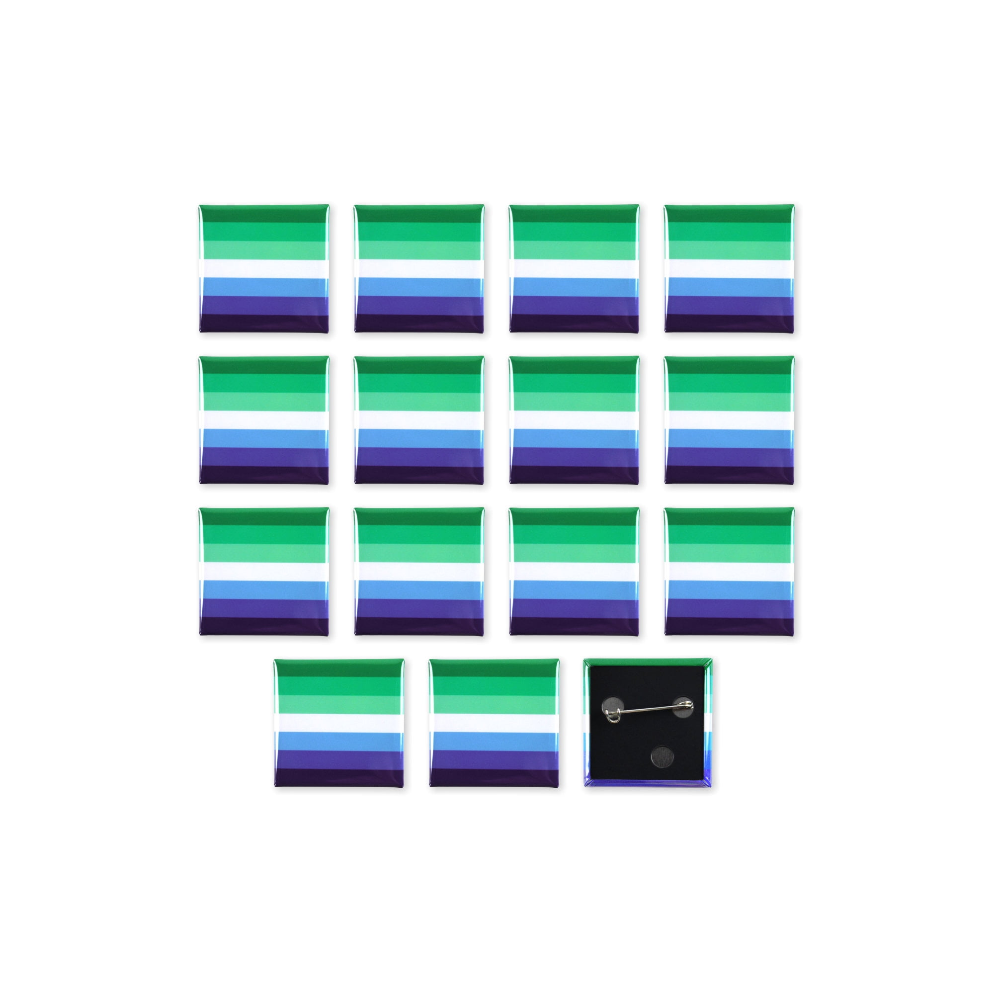 LGBTQ+ MLM Gay Pride Flag Pinback Buttons - 1.5 Inch Square - 15 Pack ...