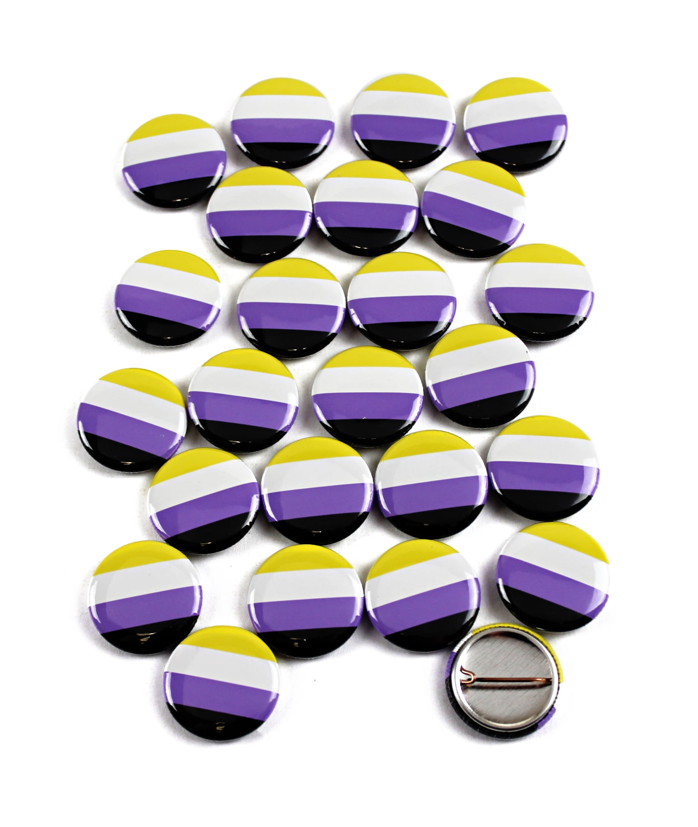 LGBTQ+ Non-Binary Pride Flag Pinback Buttons - 1 Inch Round - 25 Pack ...