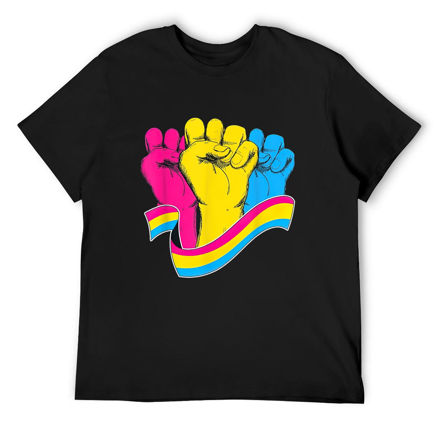 LGBTQ Pan Pride Flag Solidarity Support Pansexual T-Shirt Black Large ...