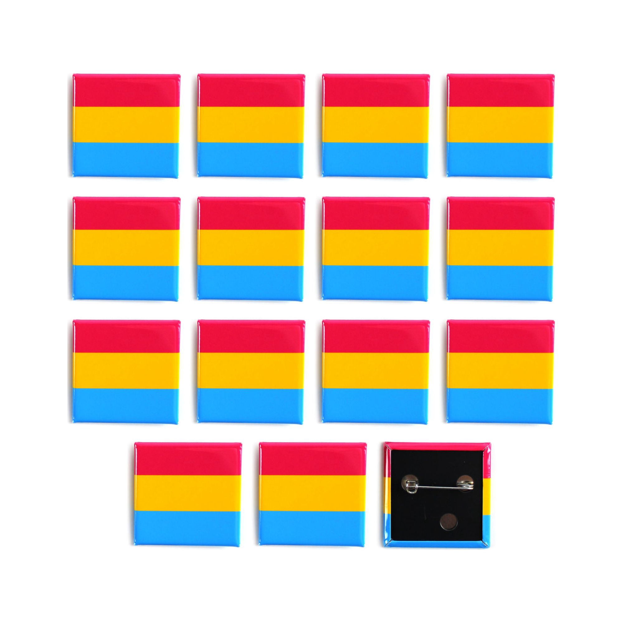 LGBTQ+ Pansexual Pride Flag Pinback Buttons - 1.5 Inch Square - 15 Pack ...