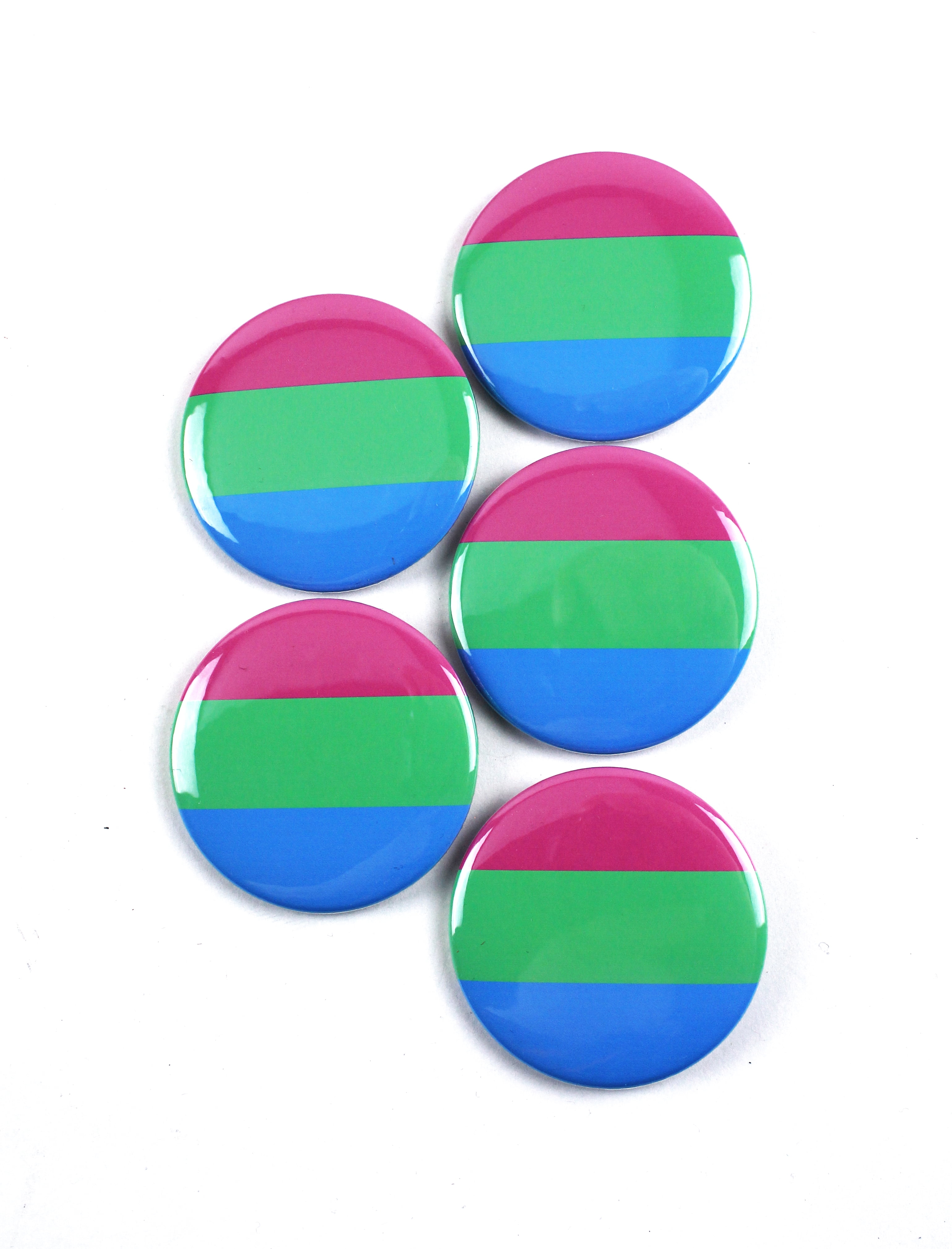 LGBTQ+ Polysexual Pride Flag Pinback Buttons - 2.25 Inch Round - 5 Pack ...