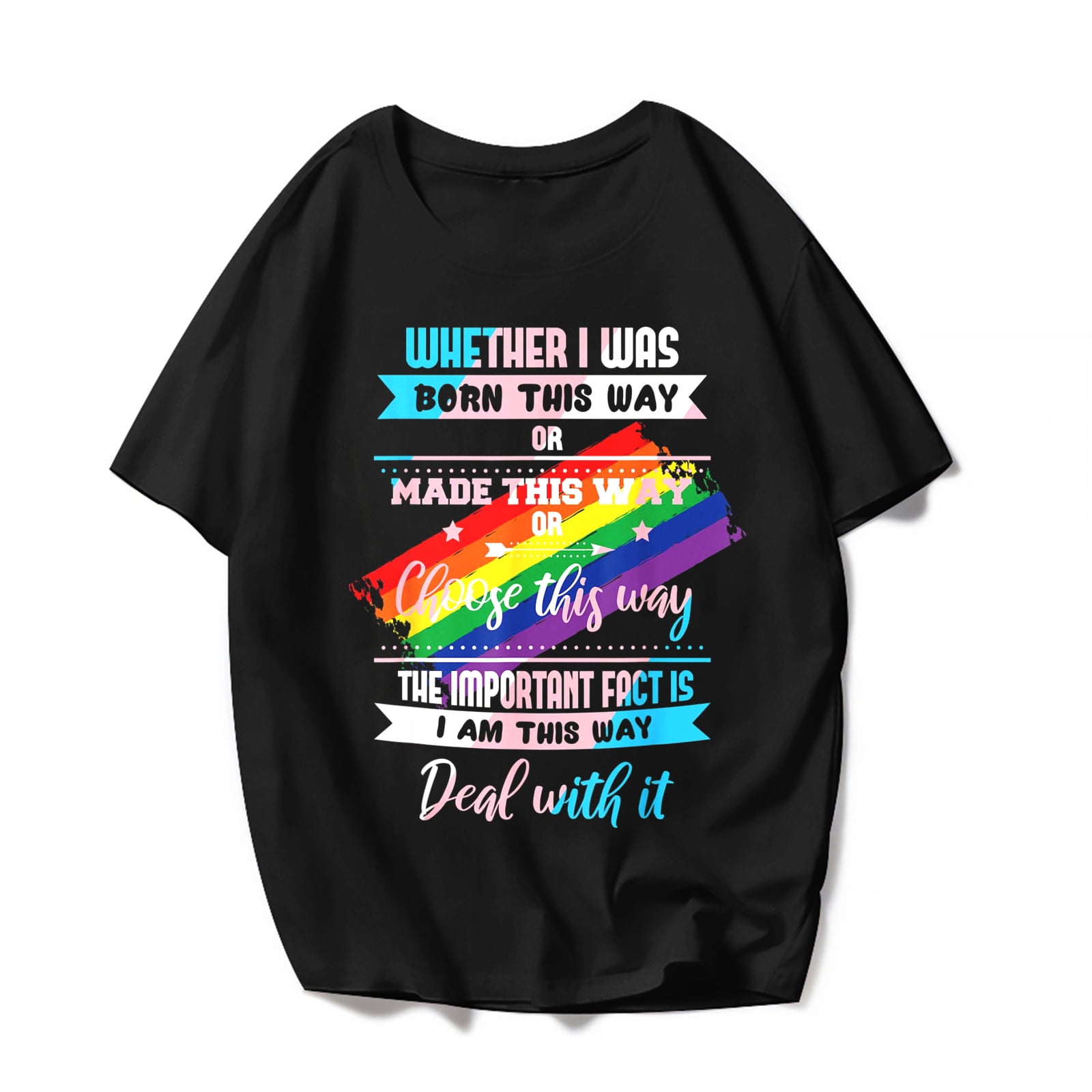 LGBTQ Pride Flag Rainbow T-Shirt Women Men Tops Born This Way Gay ...