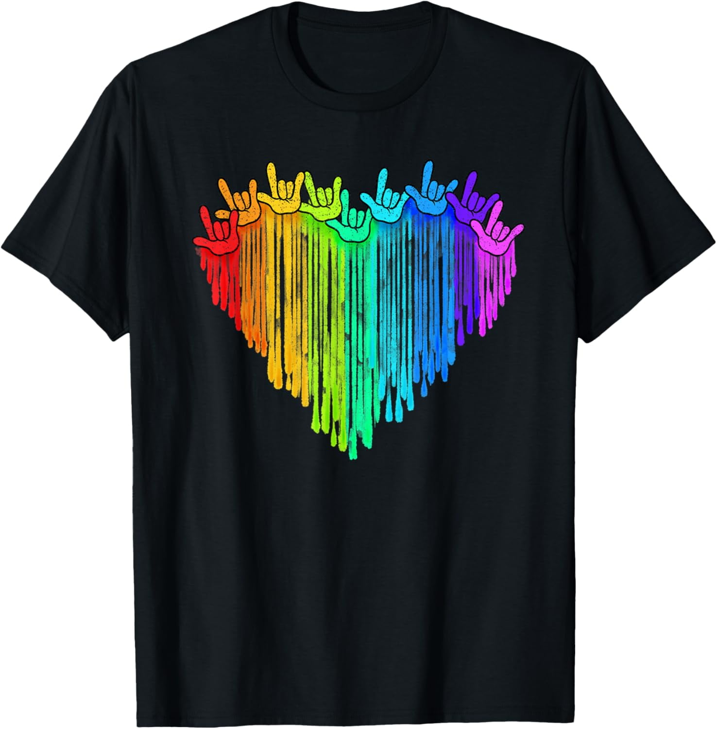 LGBTQ Pride I Love You Hand Sign Rainbow Heart ASL Ally T-Shirt ...
