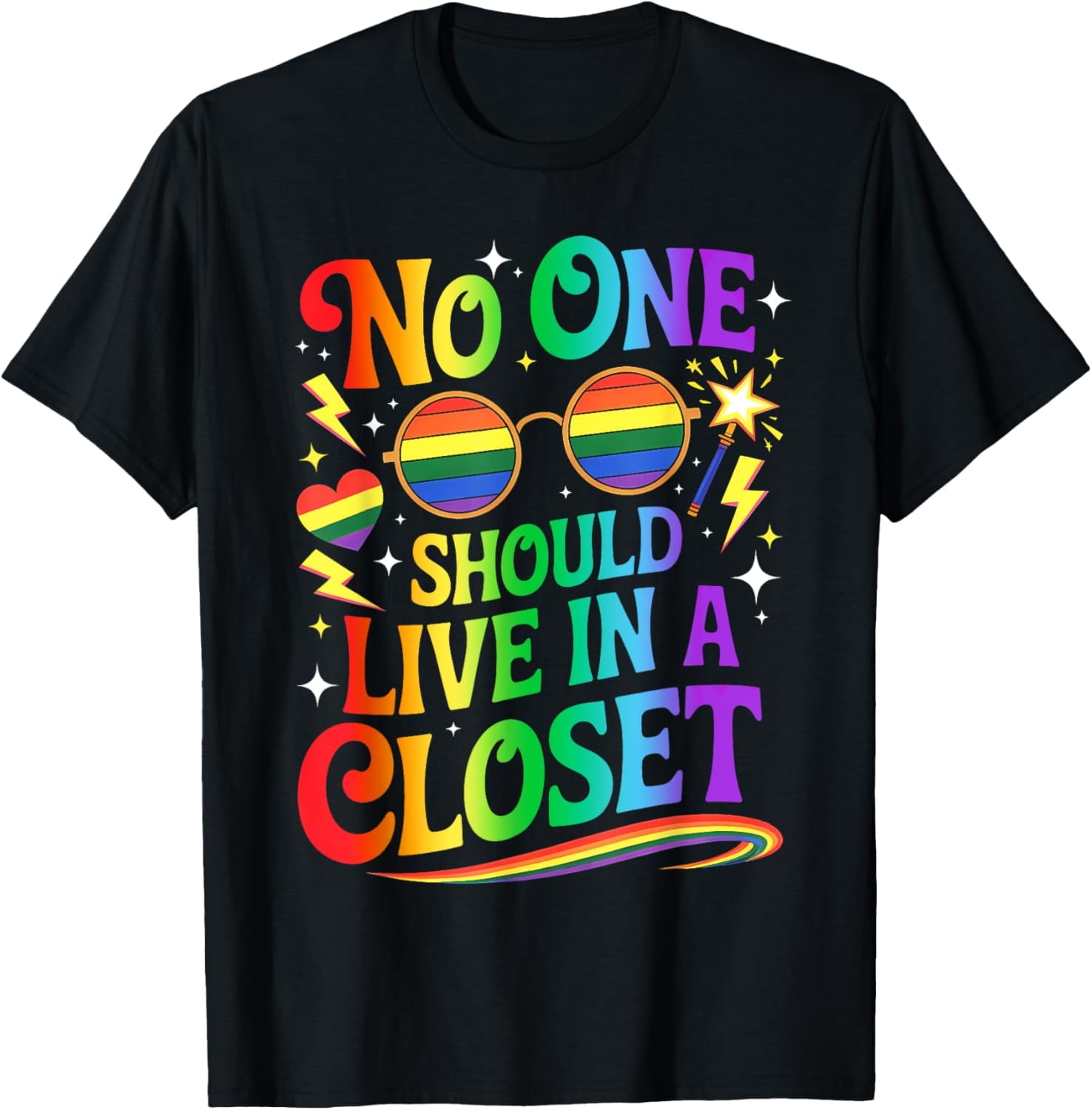 LGBTQ Pride Month Cute Rainbow Glasses Flag Gay Support T-Shirt Tops ...