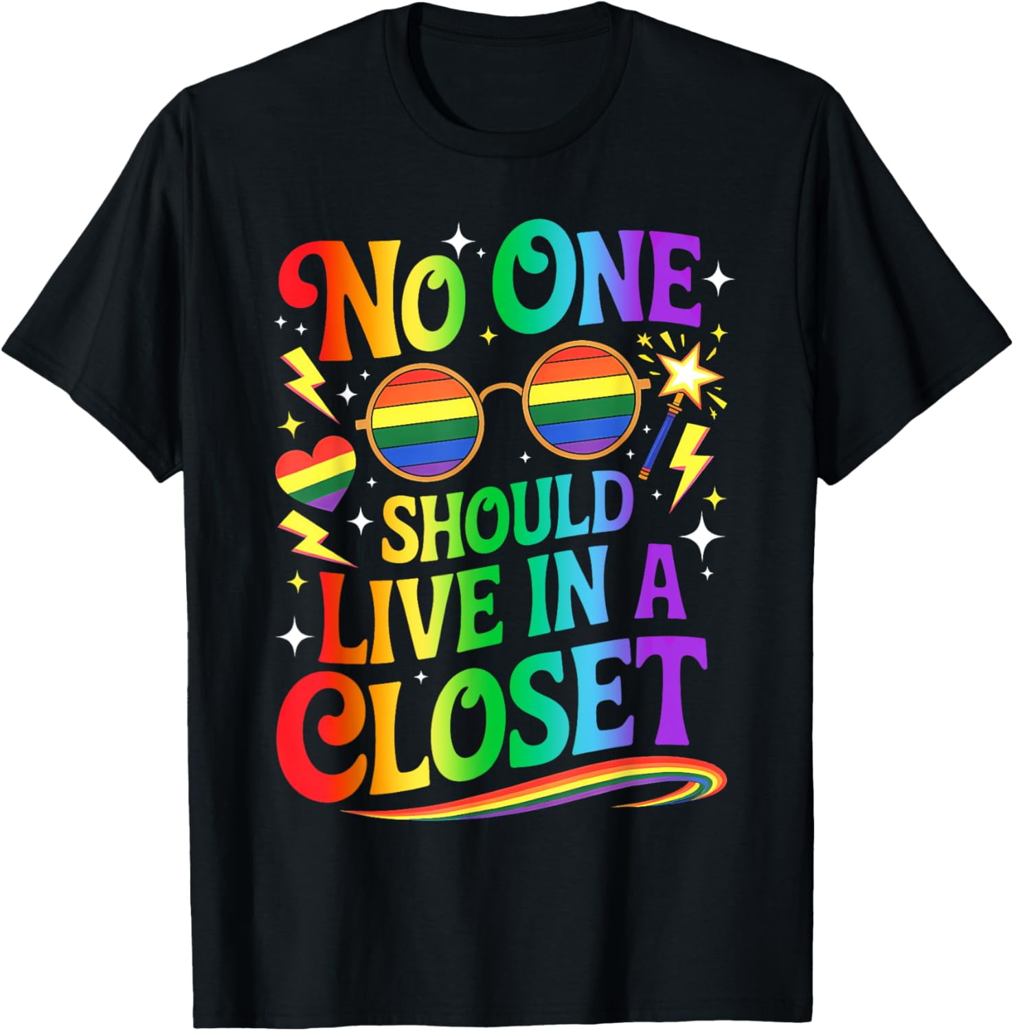 LGBTQ Pride Month Cute Rainbow Glasses Flag Gay Support T-Shirt Tops ...