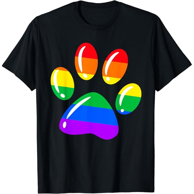 LGBTQ Pride Shirt Rainbow Dog Paw Pride Month LGBT Dog Lover T-Shirt ...