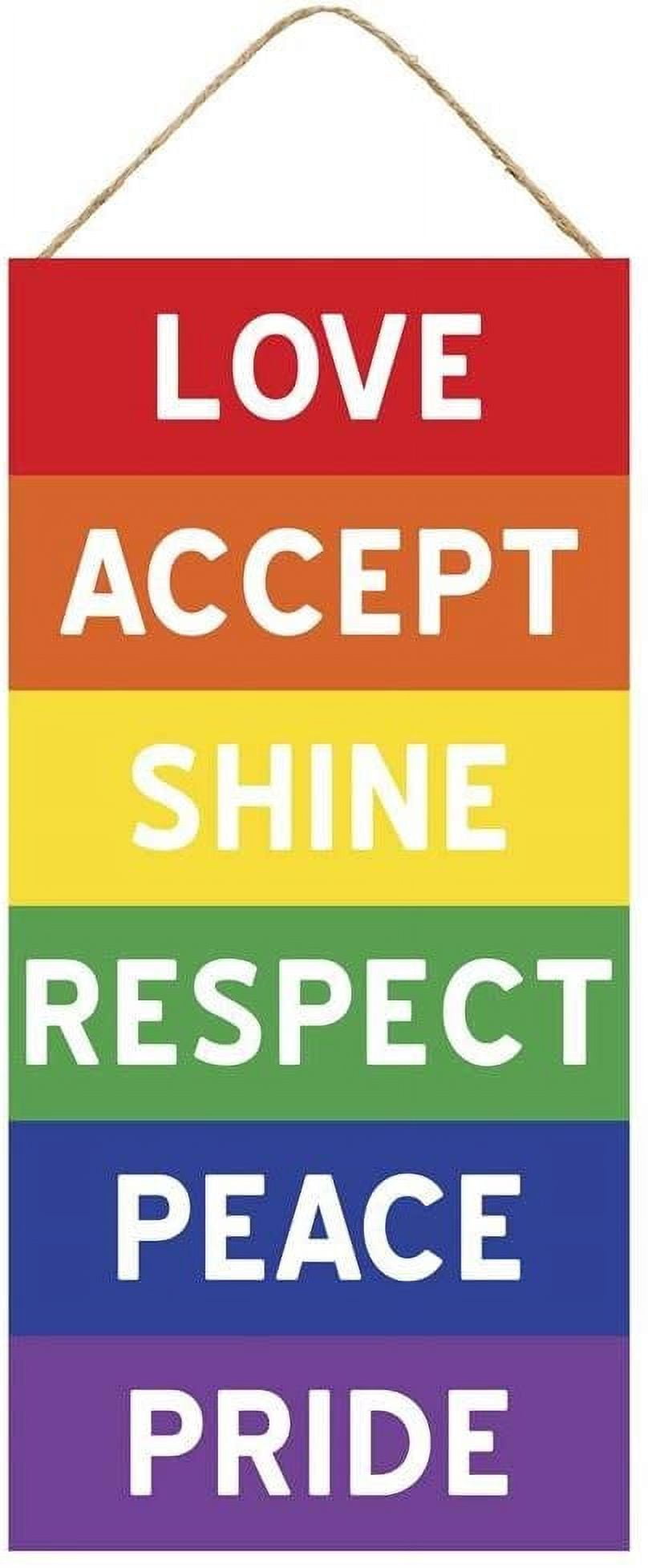 LGBTQ Pride Tenets Rainbow Sign - 12.5" x 6", Easter, Love, Accept ...