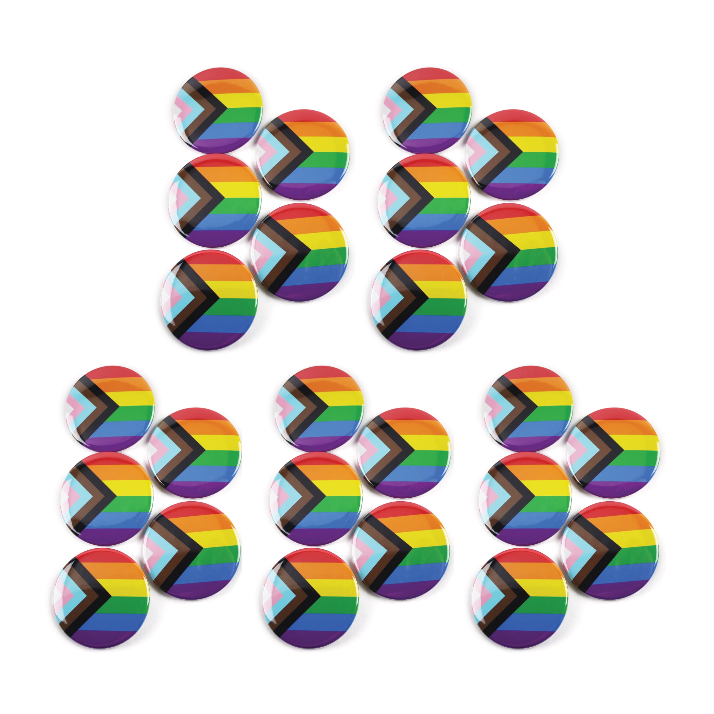 LGBTQ+ Progress Pride Flag Pinback Buttons - 2.25 Inch Round - 25 Pack ...