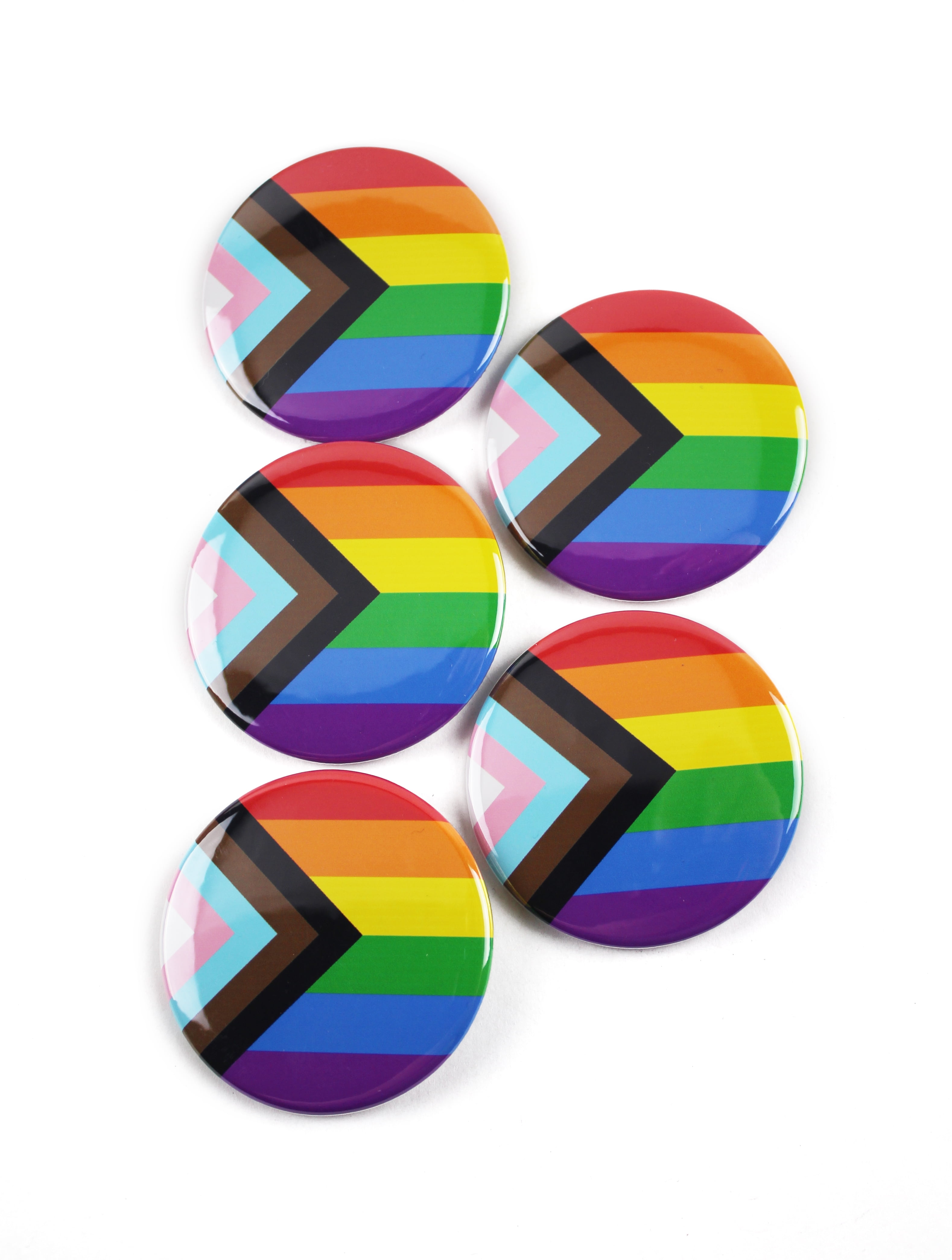 LGBTQ+ Progress Pride Flag Pinback Buttons - 2.25 Inch Round - 5 Pack ...