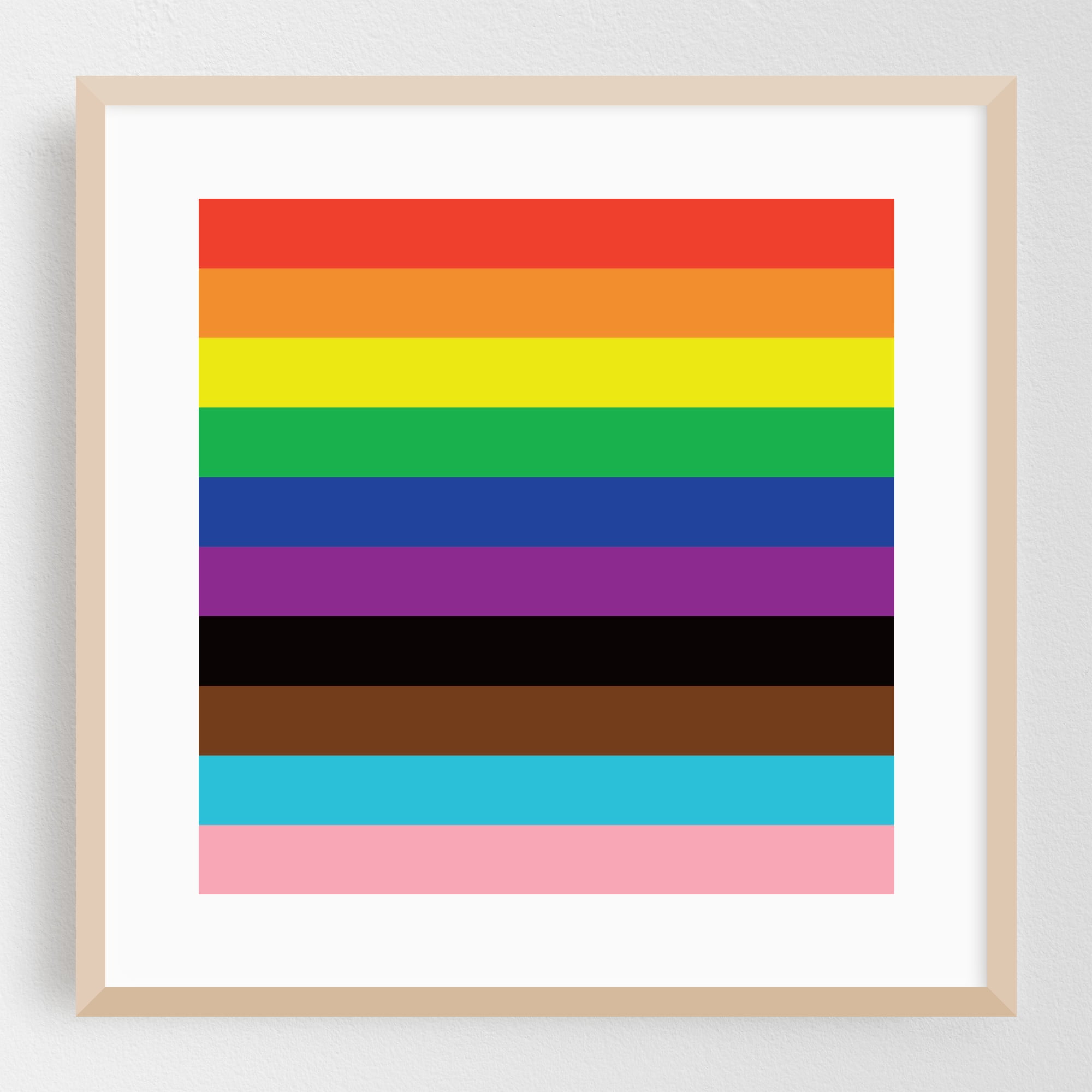 LGBTQ+ RAINBOW FLAG - Digital Art Oak Framed Wall Art Print 20 x 20 ...
