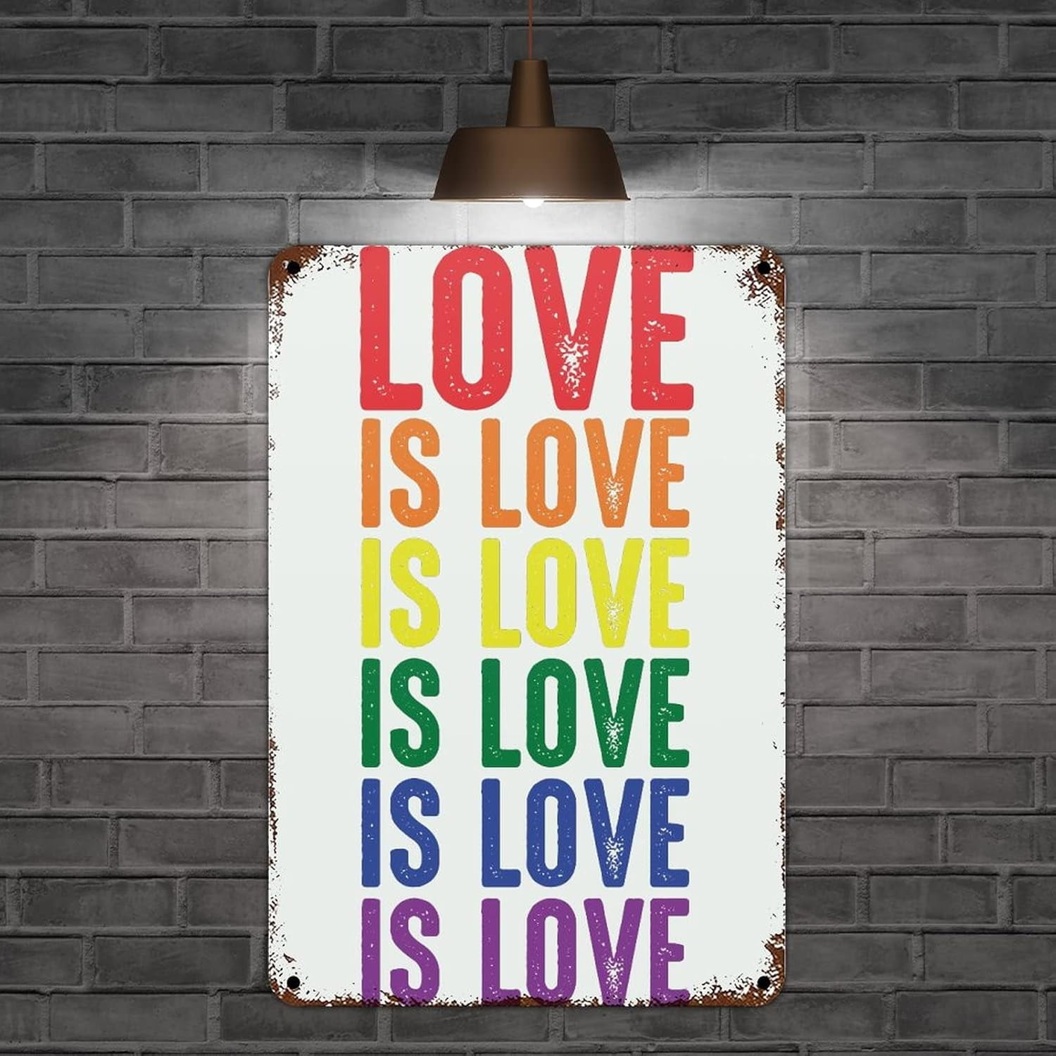 LGBTQ Rainbow Gay Lesbian Pride Metal Tin Sign Love is Love LGBT ...