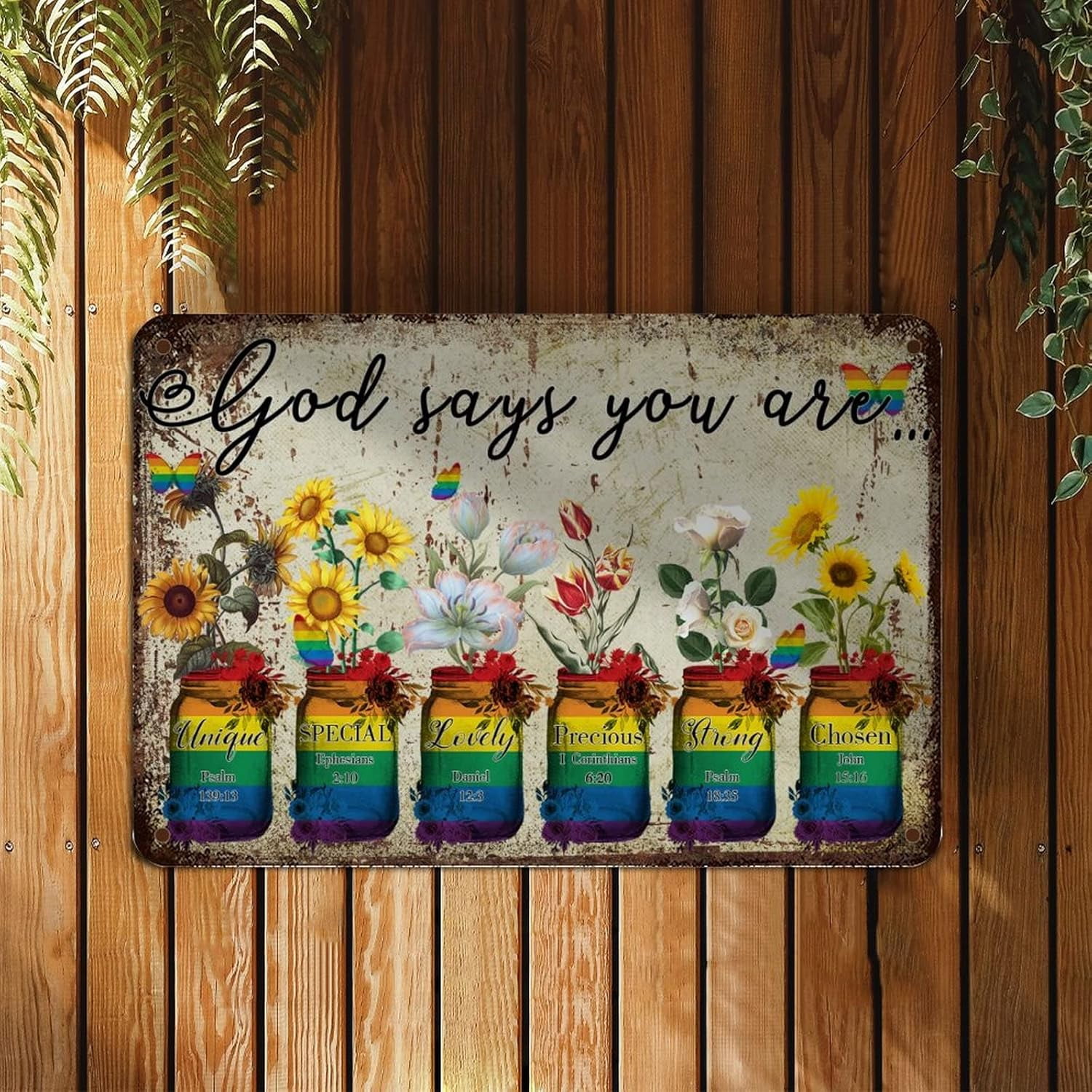 LGBTQ Rainbow Gay Lesbian Pride Signs Bible Verse God Says You Are ...