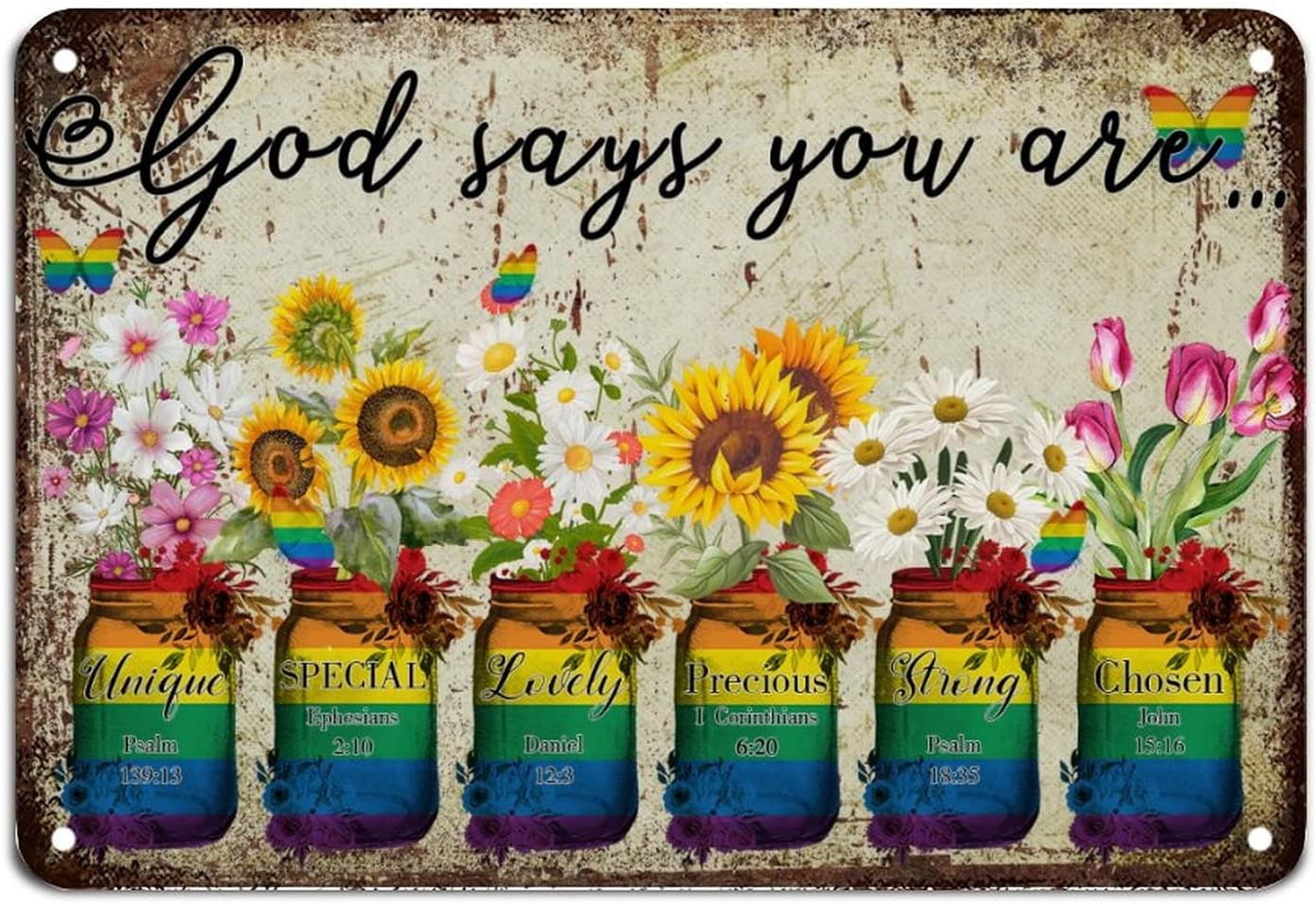 LGBTQ Rainbow Gay Lesbian Pride Signs Religious God Says You Are Metal ...