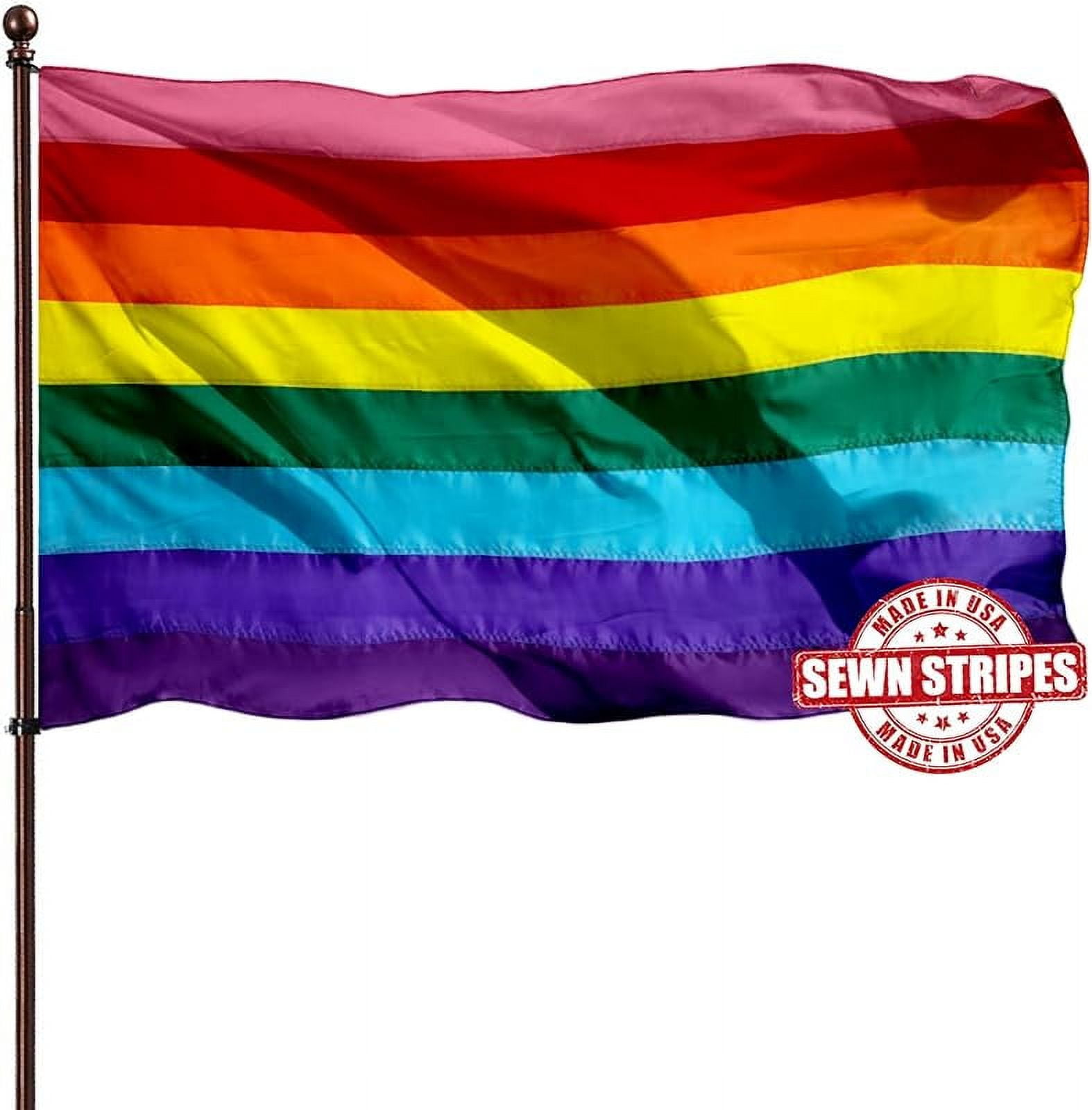 LGBTQ Rainbow Gay Pride Flag 3x5 Outdoor (Sewn Stripes ),UV Fading ...