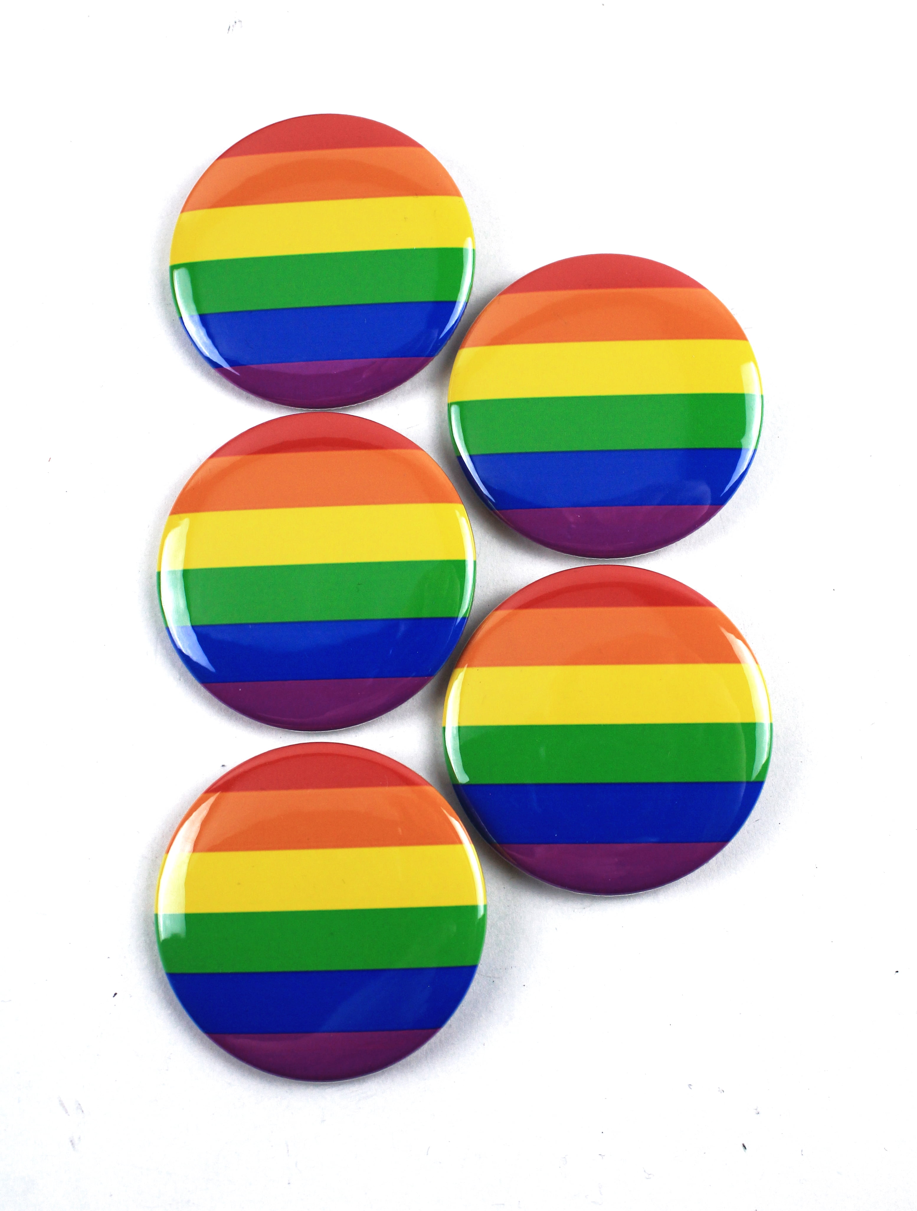 LGBTQ+ Rainbow Pride Flag Pinback Buttons - 2.25 Inch Round - 5 Pack ...