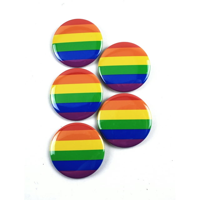 LGBTQ+ Rainbow Pride Flag Pinback Buttons - 2.25 Inch Round - 5 Pack ...