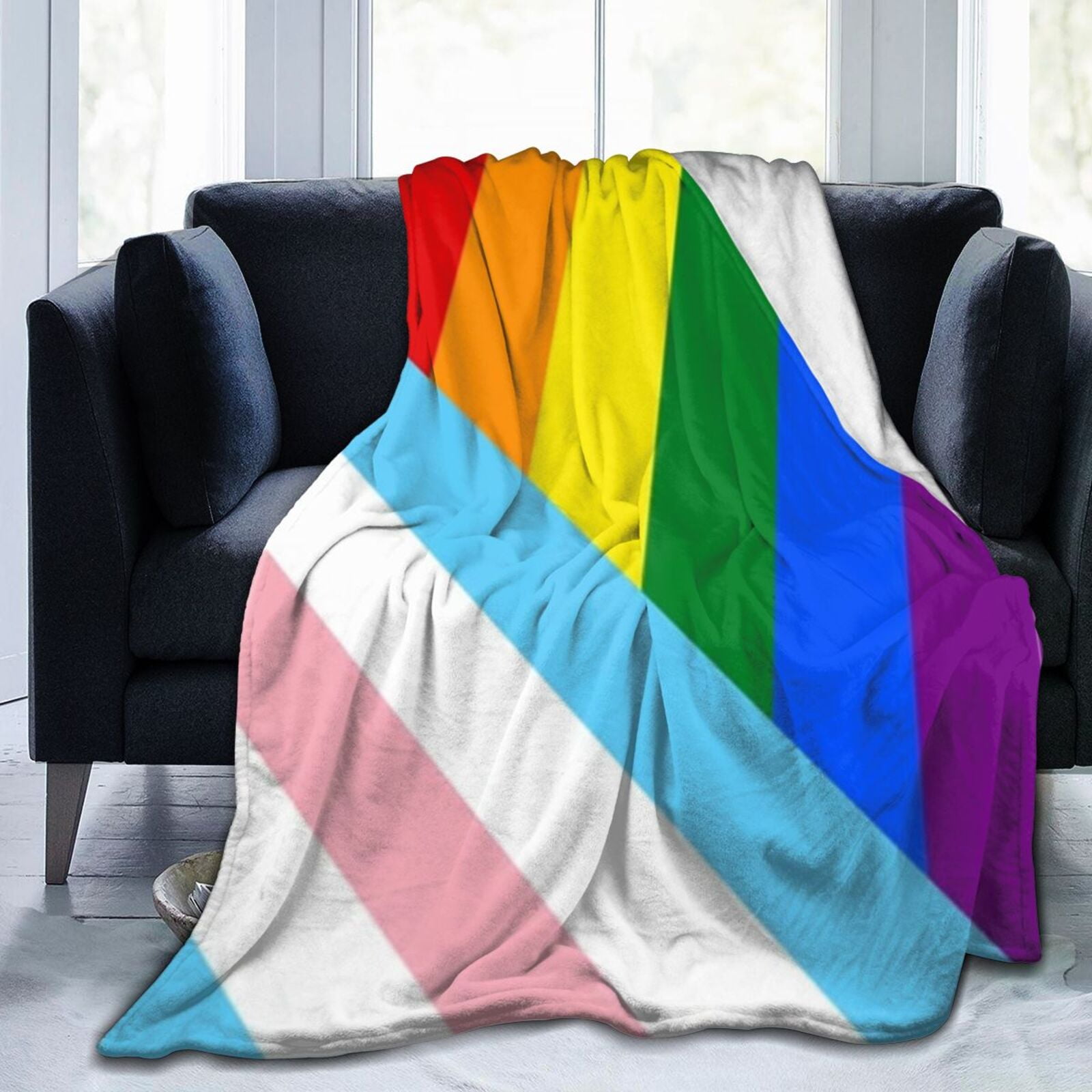 LGBTQ Rainbow Pride Flag Throw Blanket Soft Cozy Warm Durable Fuzzy ...