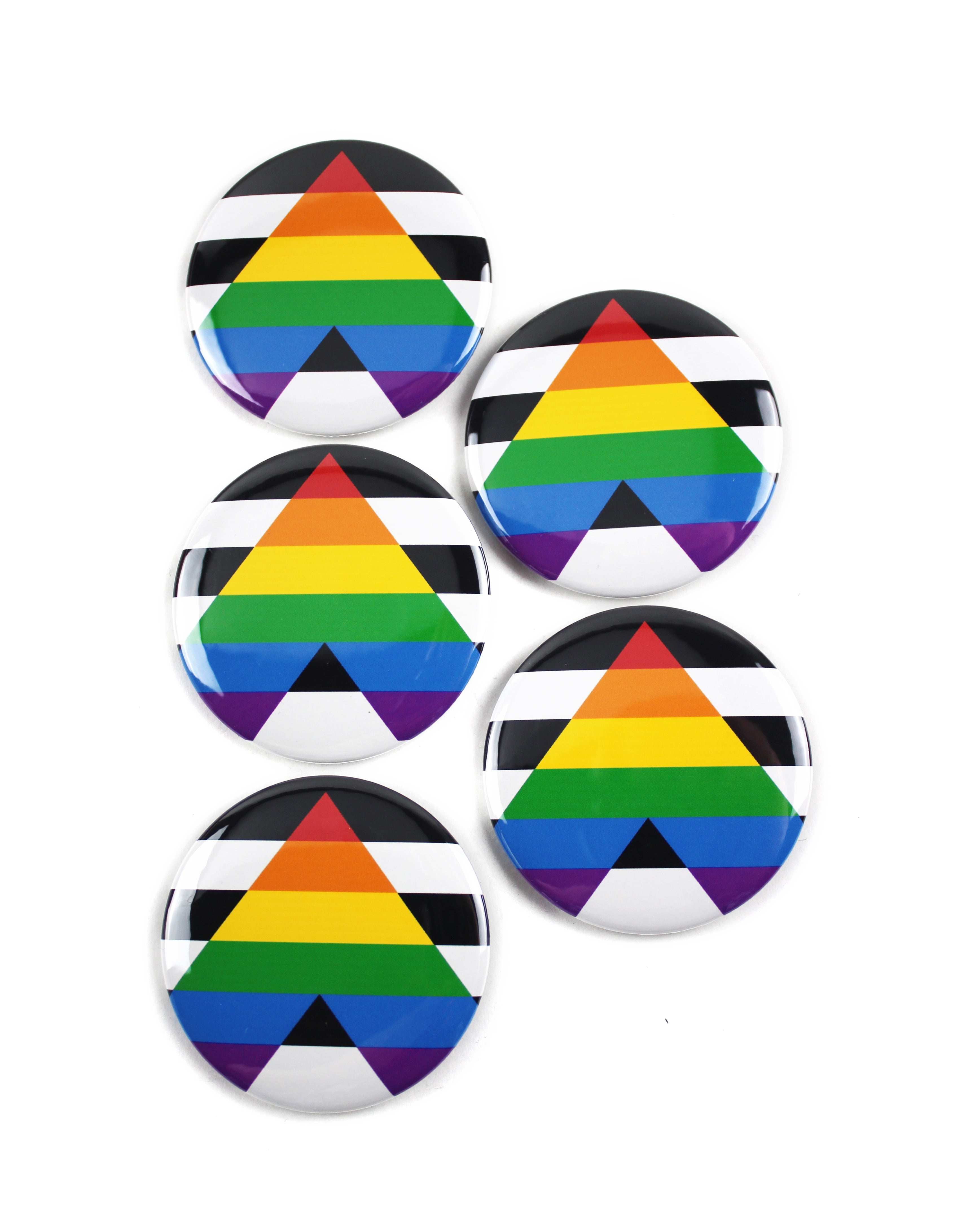 LGBTQ+ Straight Ally Pride Flag Pinback Buttons - 2.25 Inch Round - 5 ...