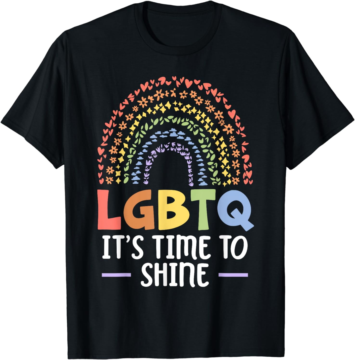LGBTQ Time To Shine Pride Month Gay Rights Rainbow T-Shirt - Walmart.com