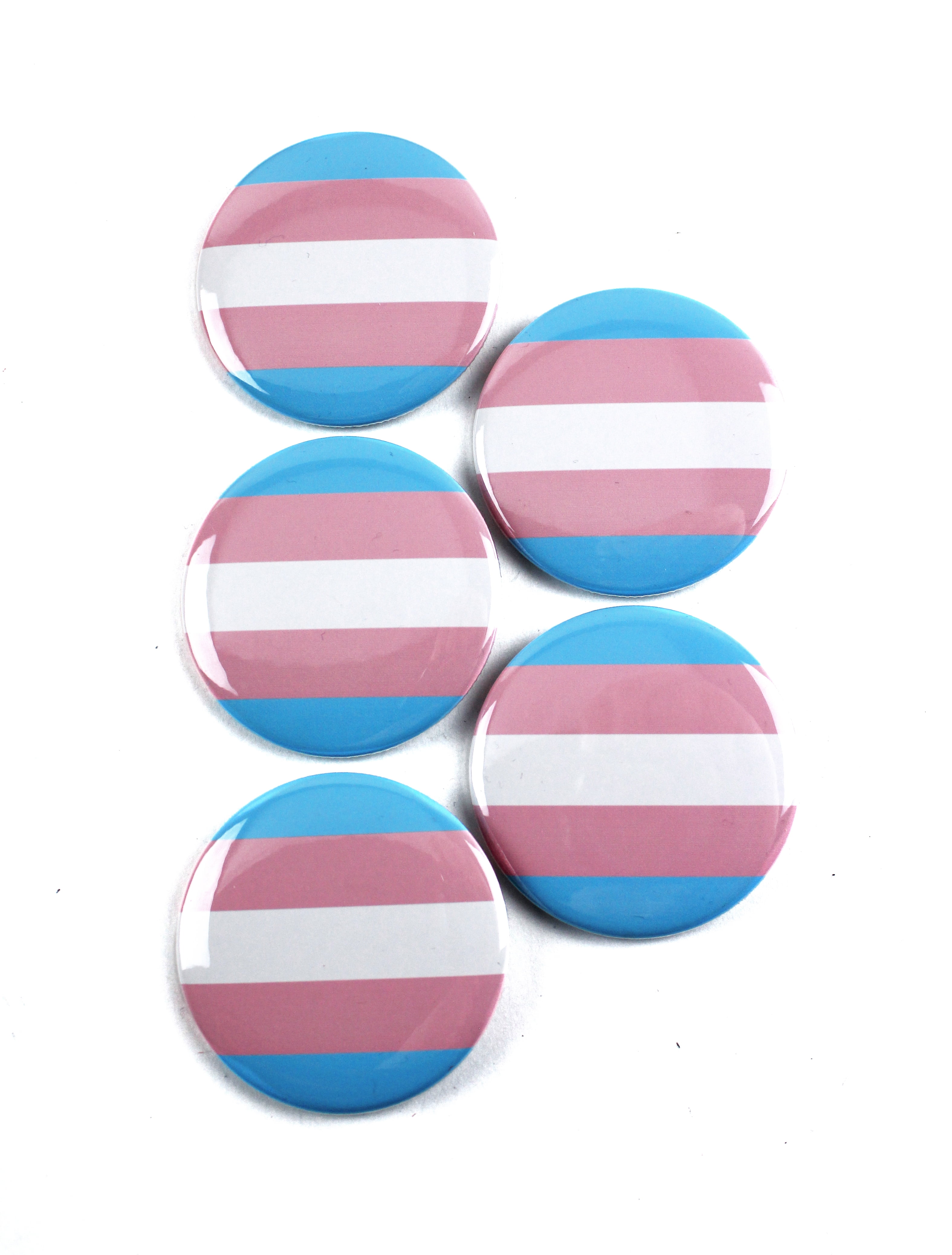 LGBTQ+ Transgender Pride Flag Pinback Buttons - 2.25 Inch Round - 5 ...