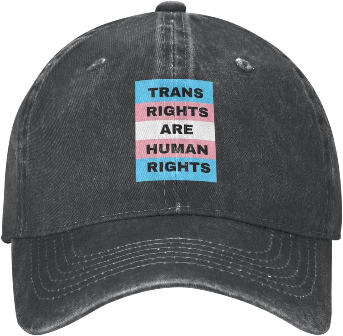 LGBTQ Transgender Trans Rights Human Flag Washed Denim Baseball Cap ...