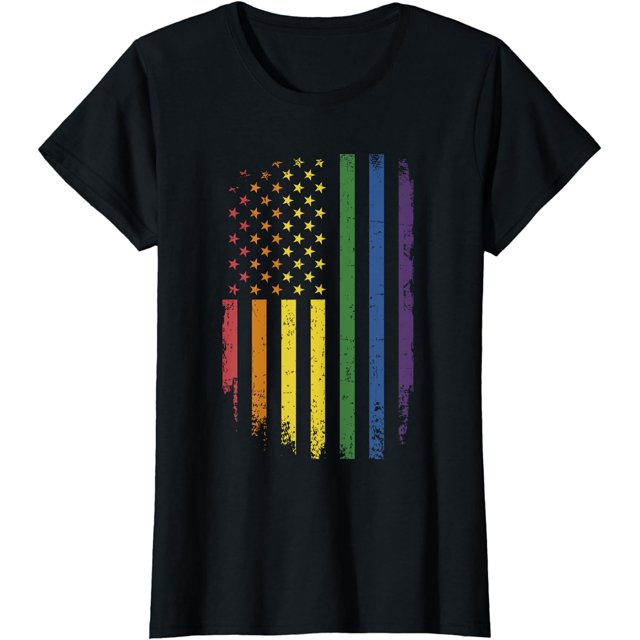 LGBTQ+ pride month US american rainbow flag for equal rights T-Shirt ...