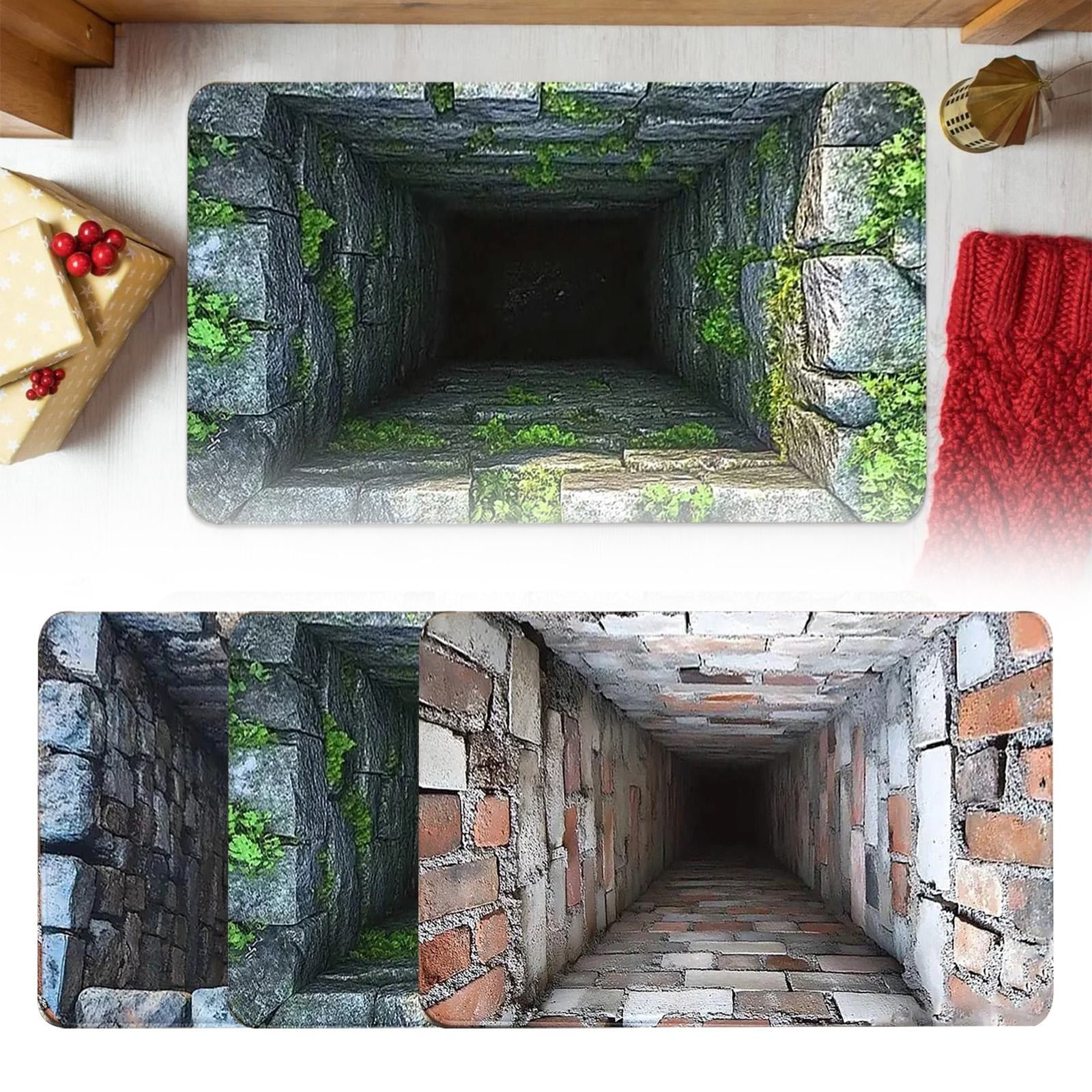LGCASL 3D Visual Carpet 60X90cm 3D Optical Rug Brick Bottomless Hole ...