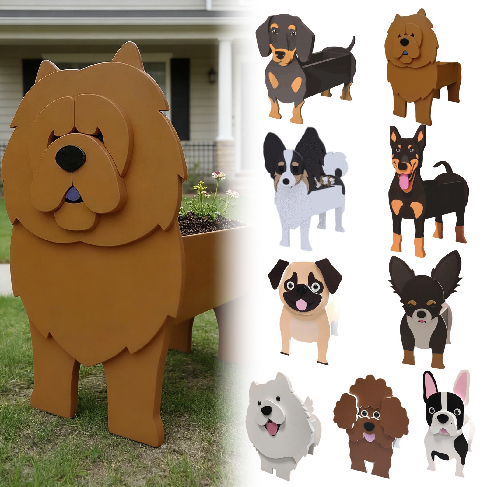 LGCASL Creative Dog Flower Pot for Black and Brown Dachshunds Dog ...