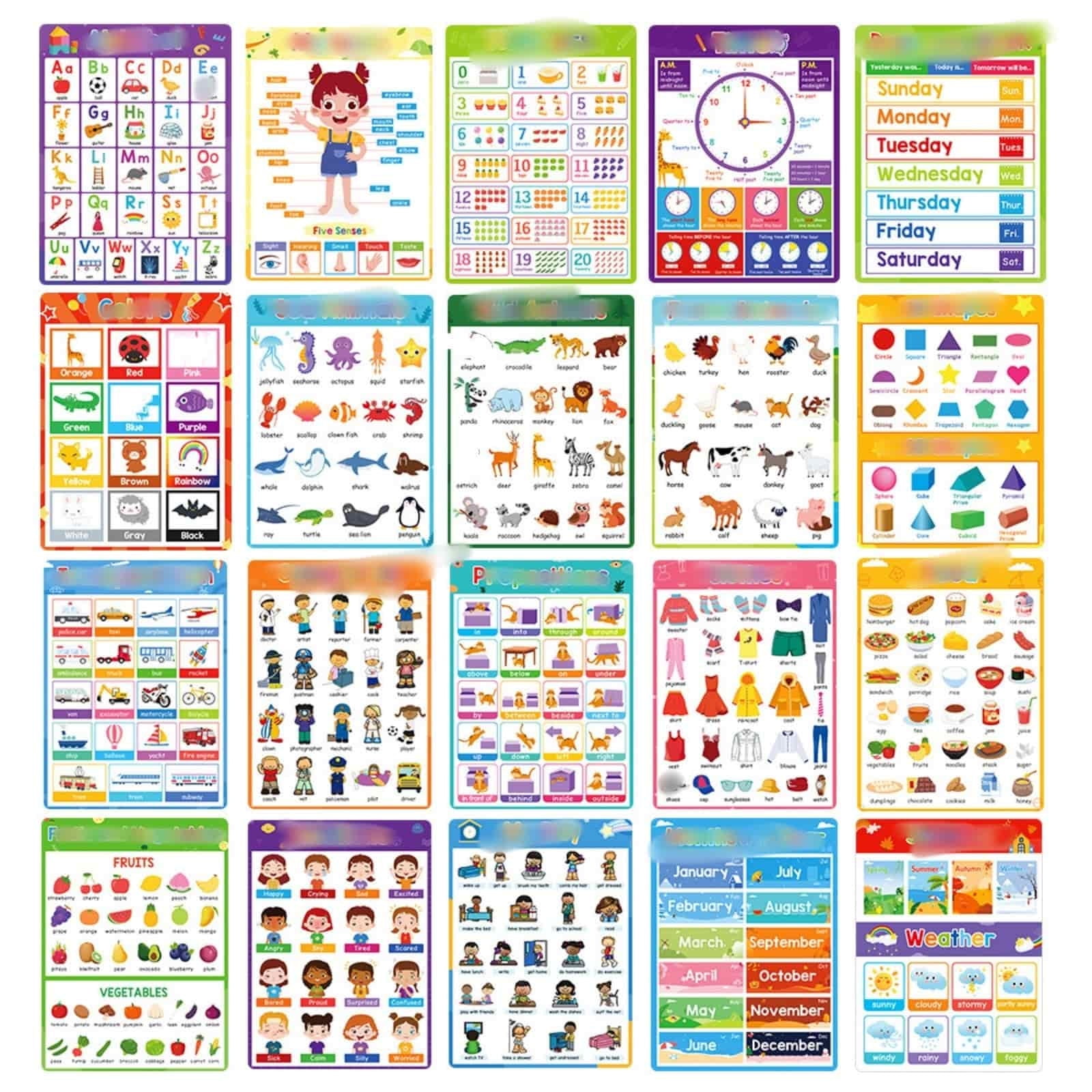 LGDBO 20 Laminated Educational Posters For Toddlers, Preschool Posters ...