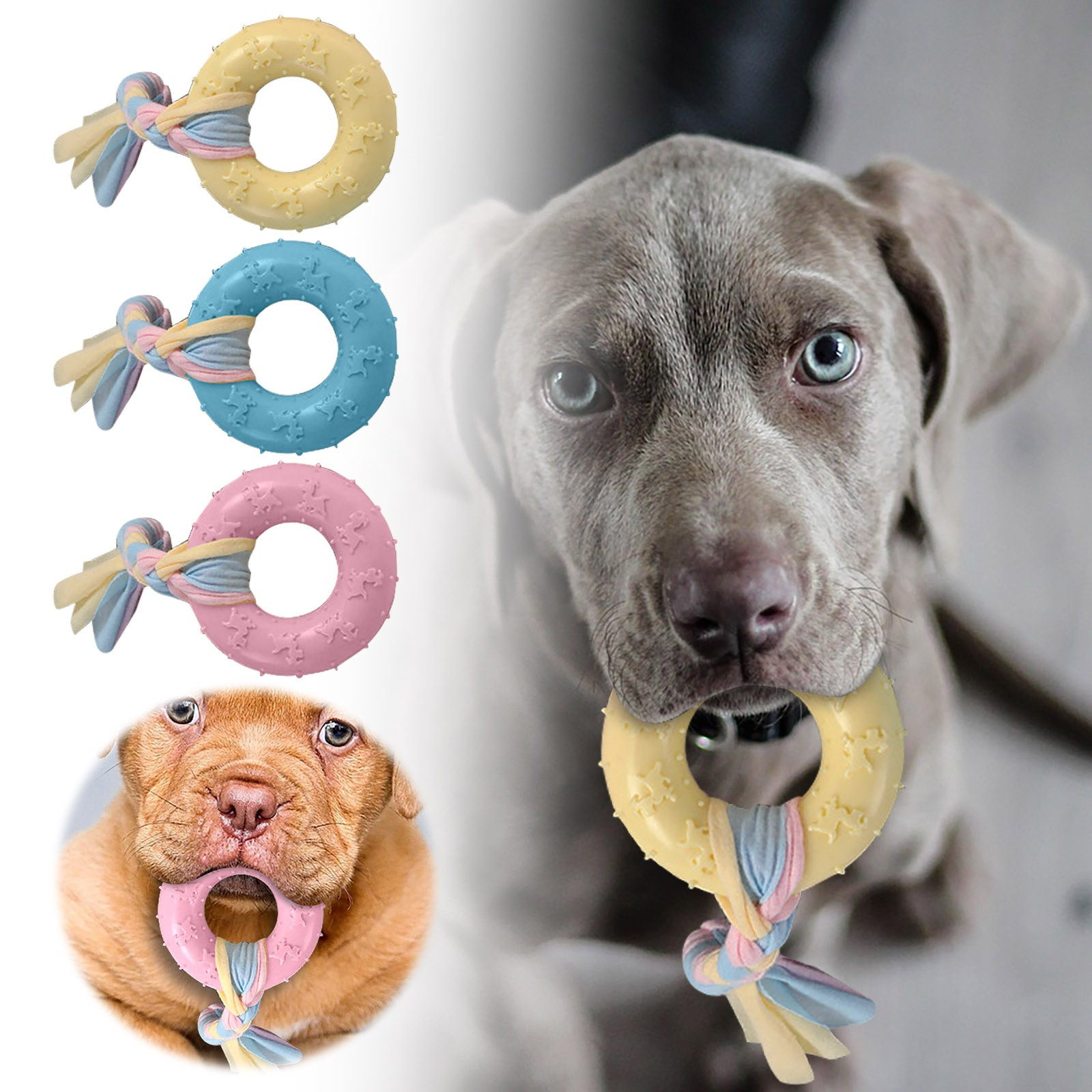 LGDBO 3-Pack Durable Dog Cat Toys Dual Layer Ring Chew Toy | Rubber Dog ...