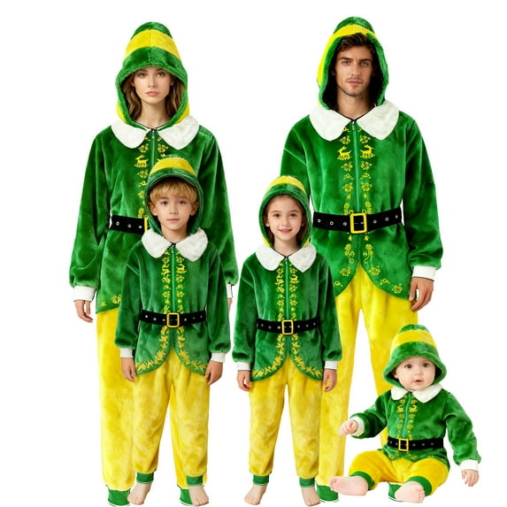 LGDBO Adults Kids Christmas Elf Cost-ume Women Elf Family Matching Outfit Holiday Elf Dress Up ...