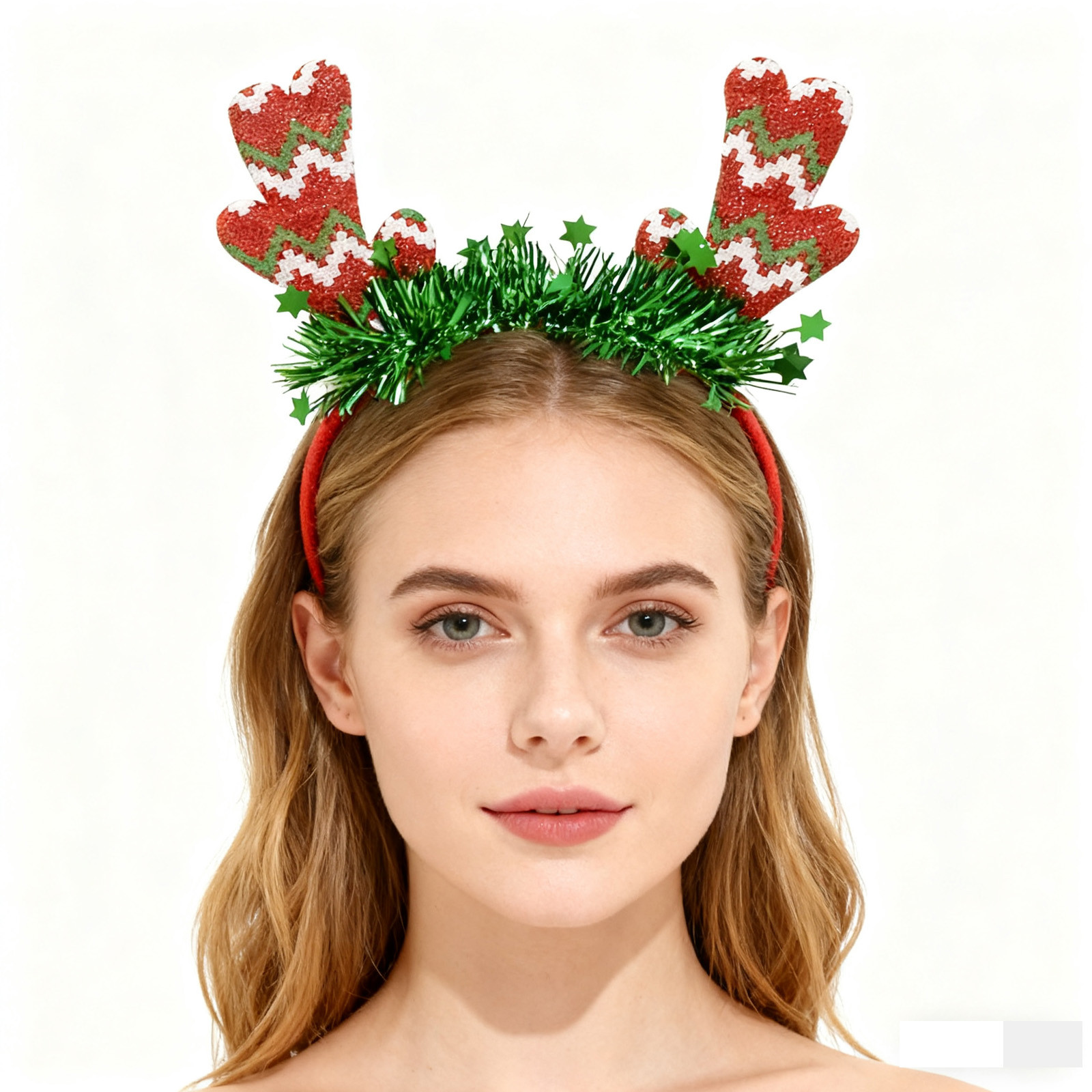 LGDBO Reindeer Antler Headband, Plush Deer Ears and Antlers Hairband ...
