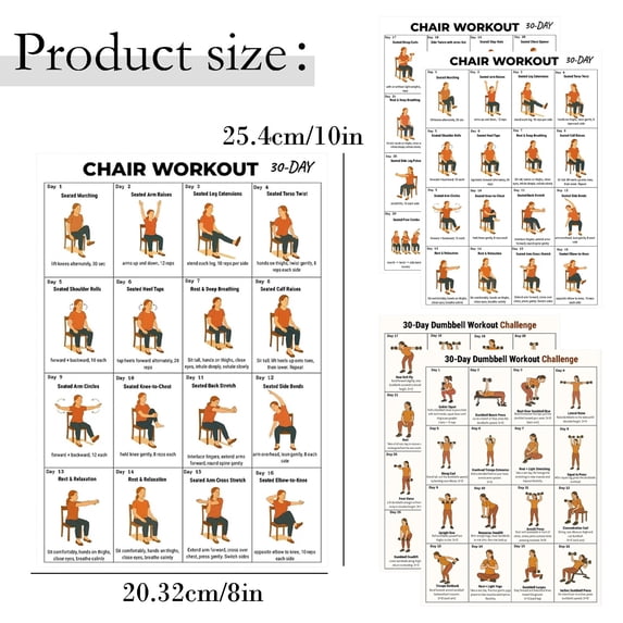 LGHDIWN 30-Day Seated Chair Workout Poster for Seniors, Low Impact Yoga ...
