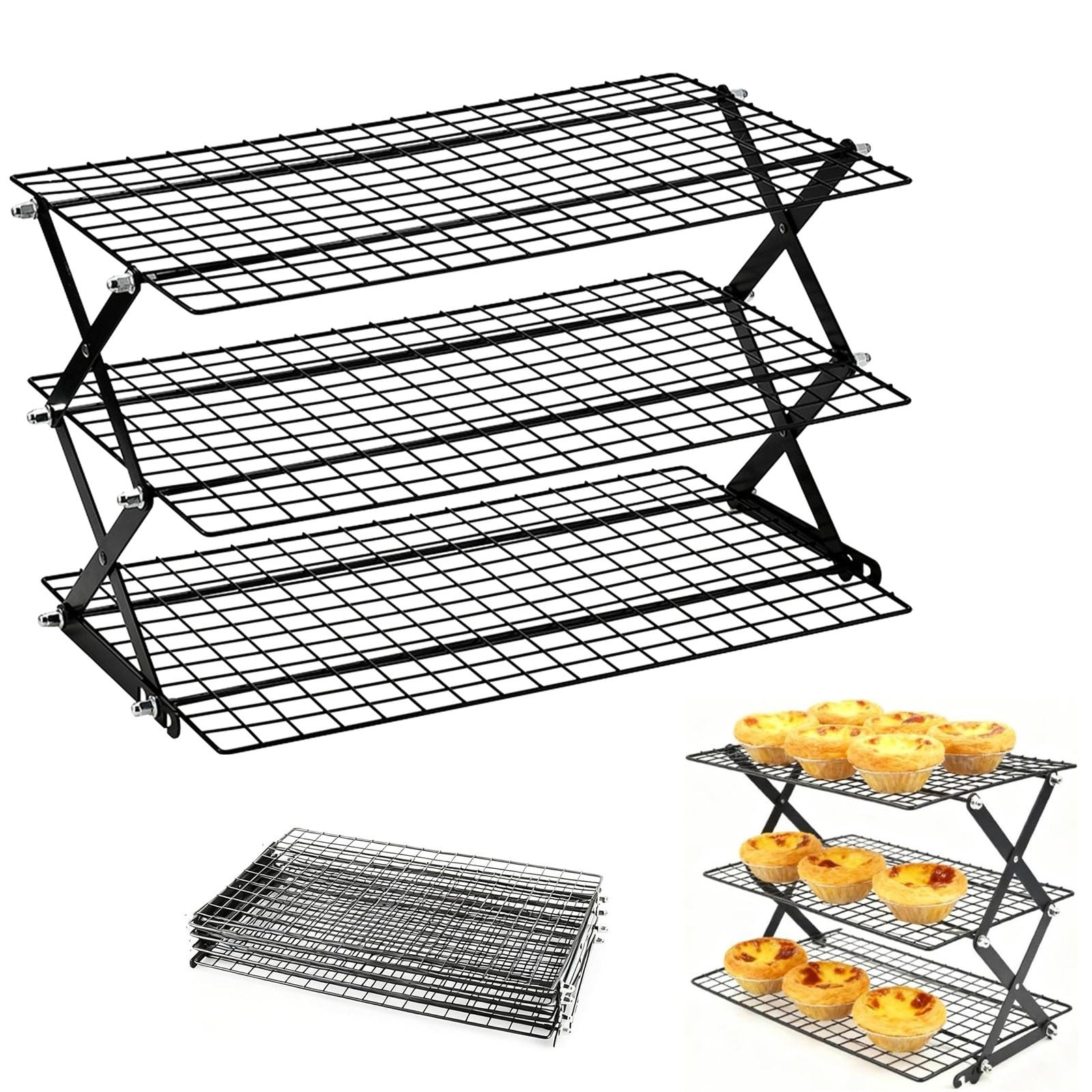 LGHDIWN Expandable 2/3/4 Tier Baking Rack - Collapsible Adjustable ...