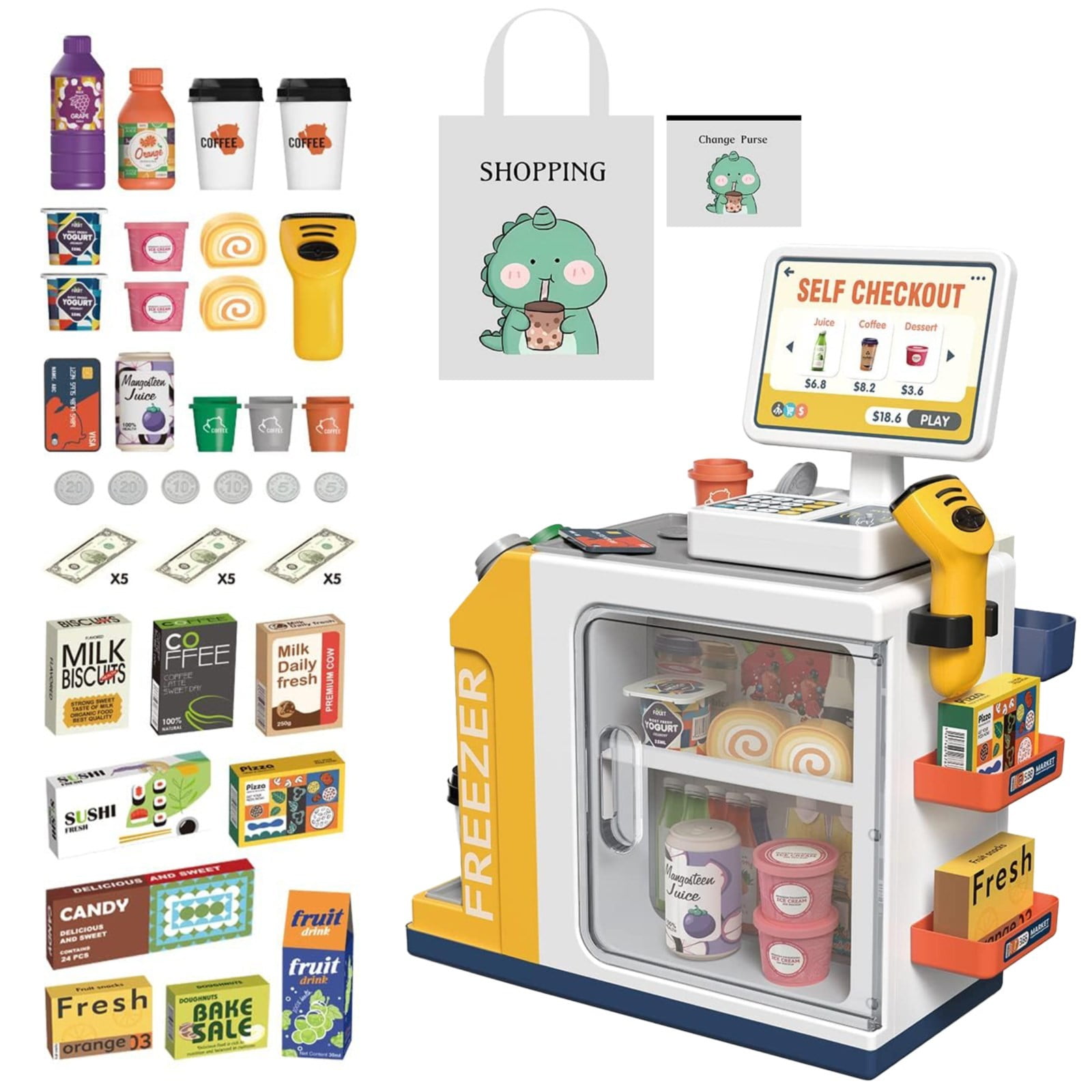 LGHDIWN Kids Cash Register Toy Set - Cash Register Playset for Kids ...