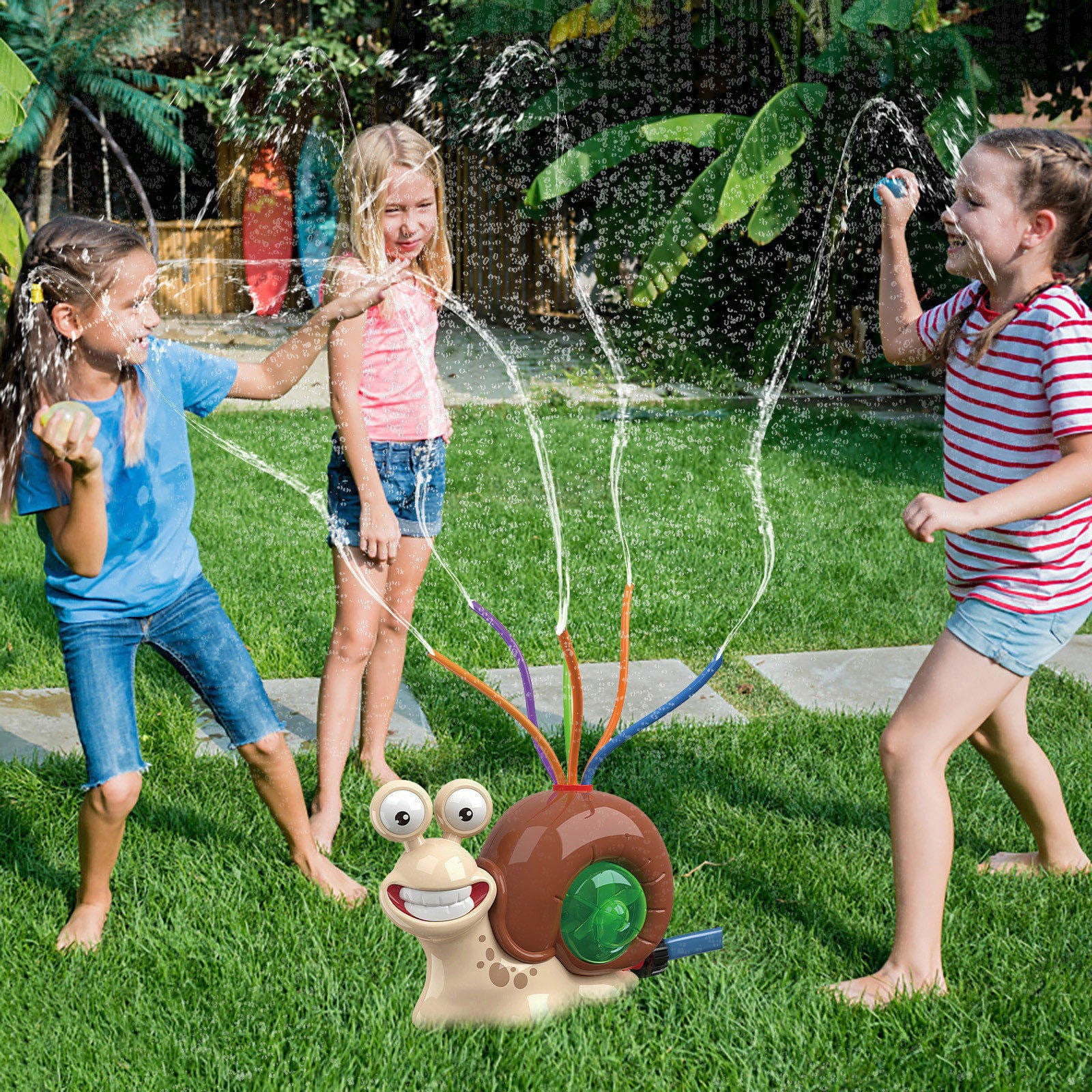 LGHDIWN Kids Outdoor Water Play Sprinklers with 6 Water Pipes Toddler ...