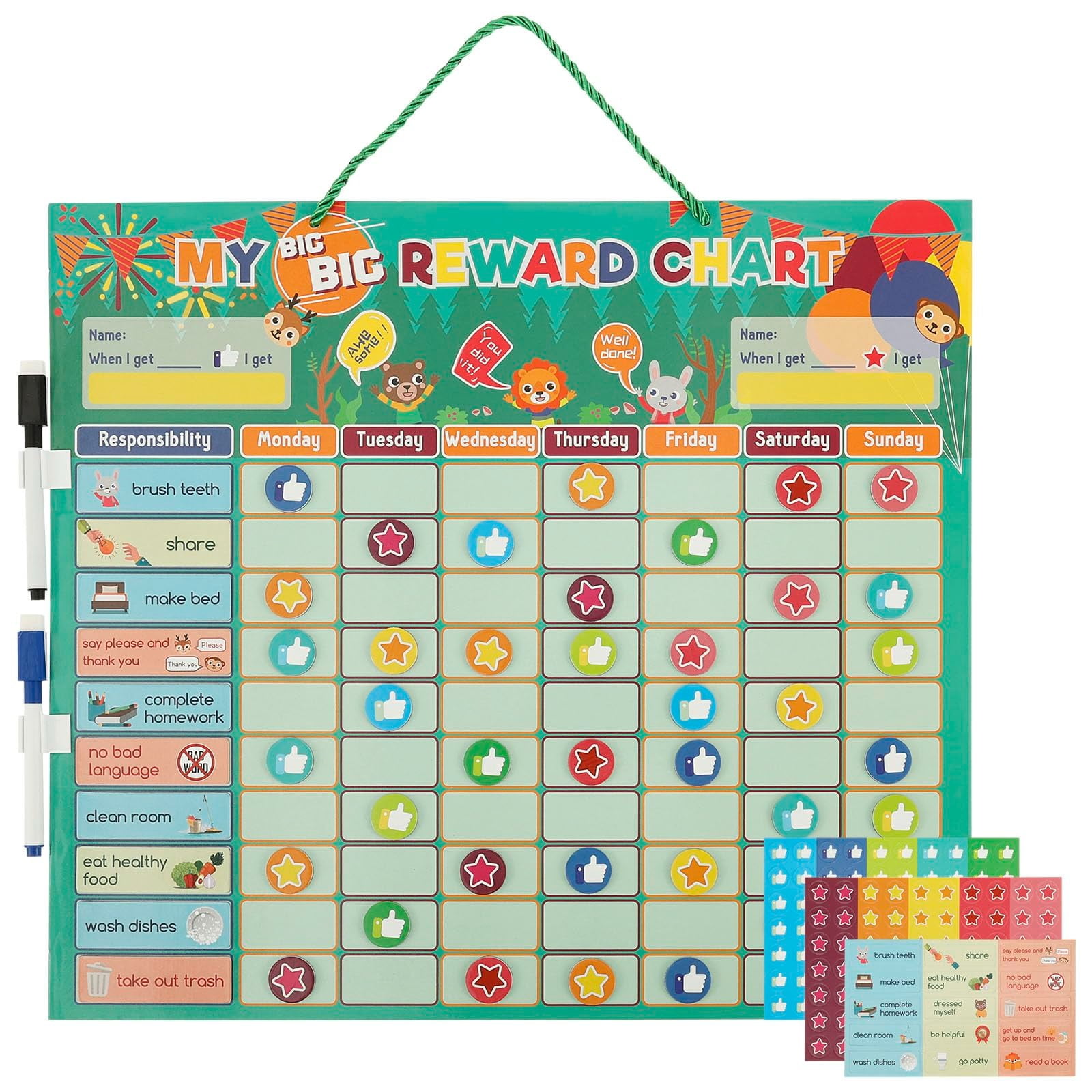 LGHDIWN Reward Chart for Children Behaviour 33x44cm Magnetic Chores ...