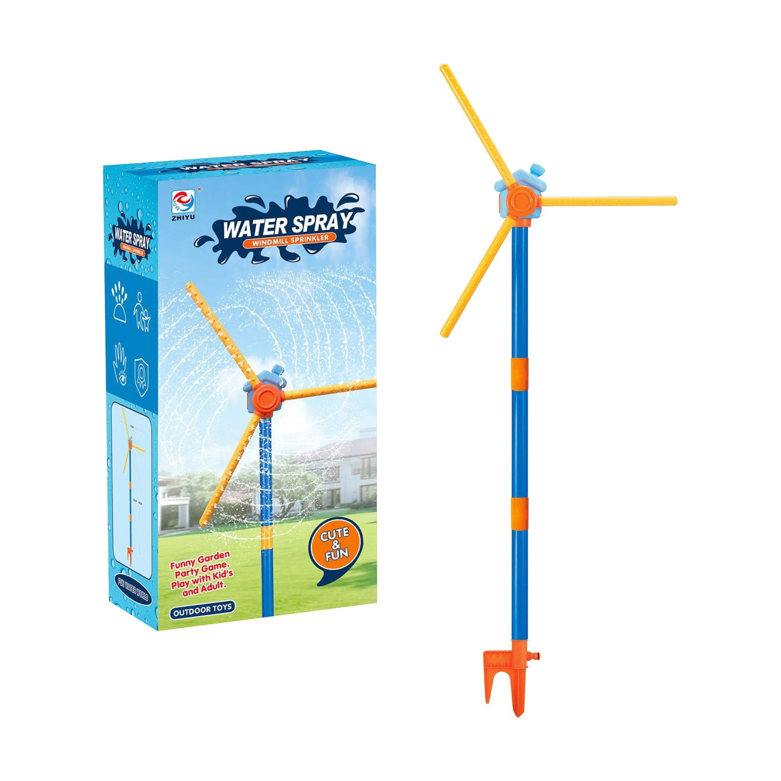 LGHDIWN Windmill Water Sprinkler Outdoor Yard Toy for Kids 360° Spining ...