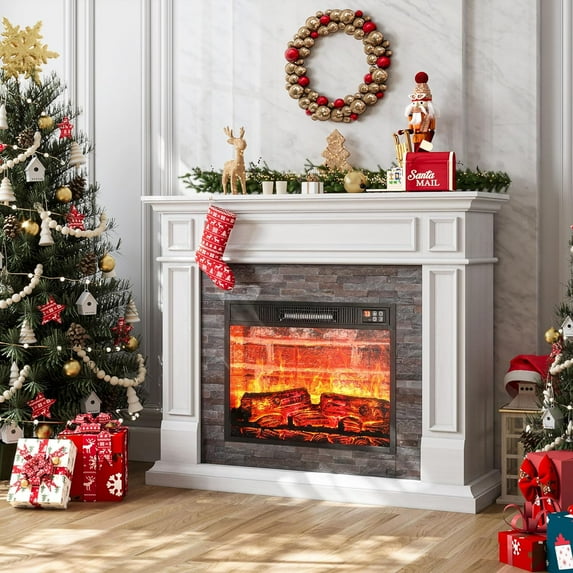 LGHM 44 Inch Electric Fireplace with Mantel, Tall Fireplace Heater ...