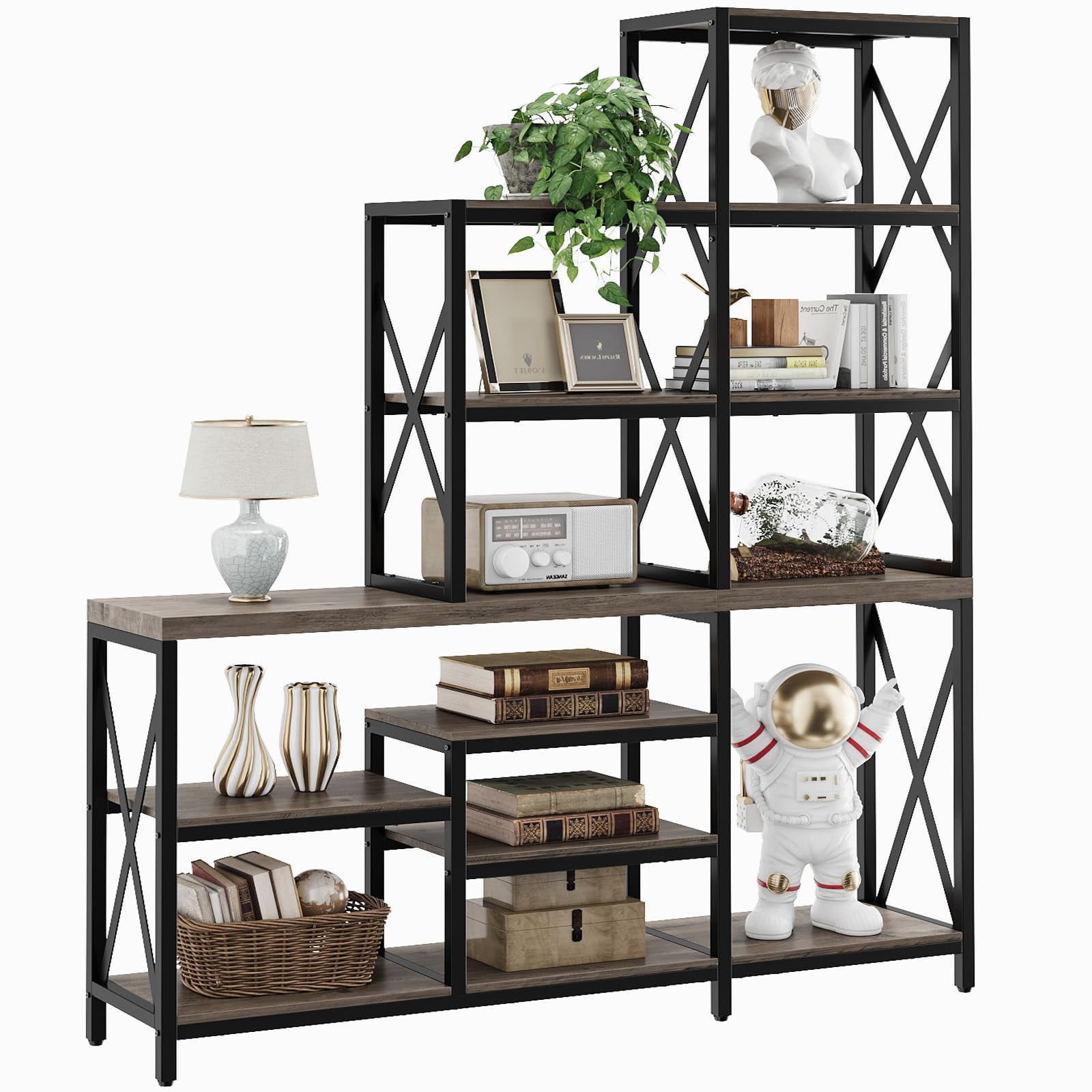 LGHM Bookshelf with 14 Storage Shelves, 70'' H Tall Ladder Bookcase ...