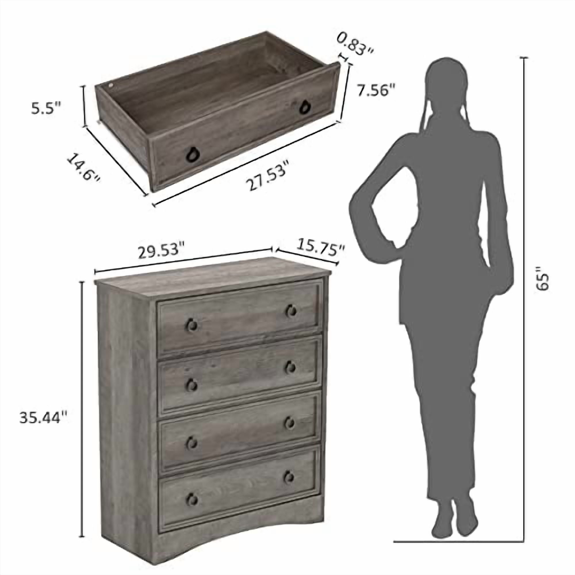 LGHM Modern 4 Drawer Dresser, Dressers for Bedroom, Tall Chest of ...