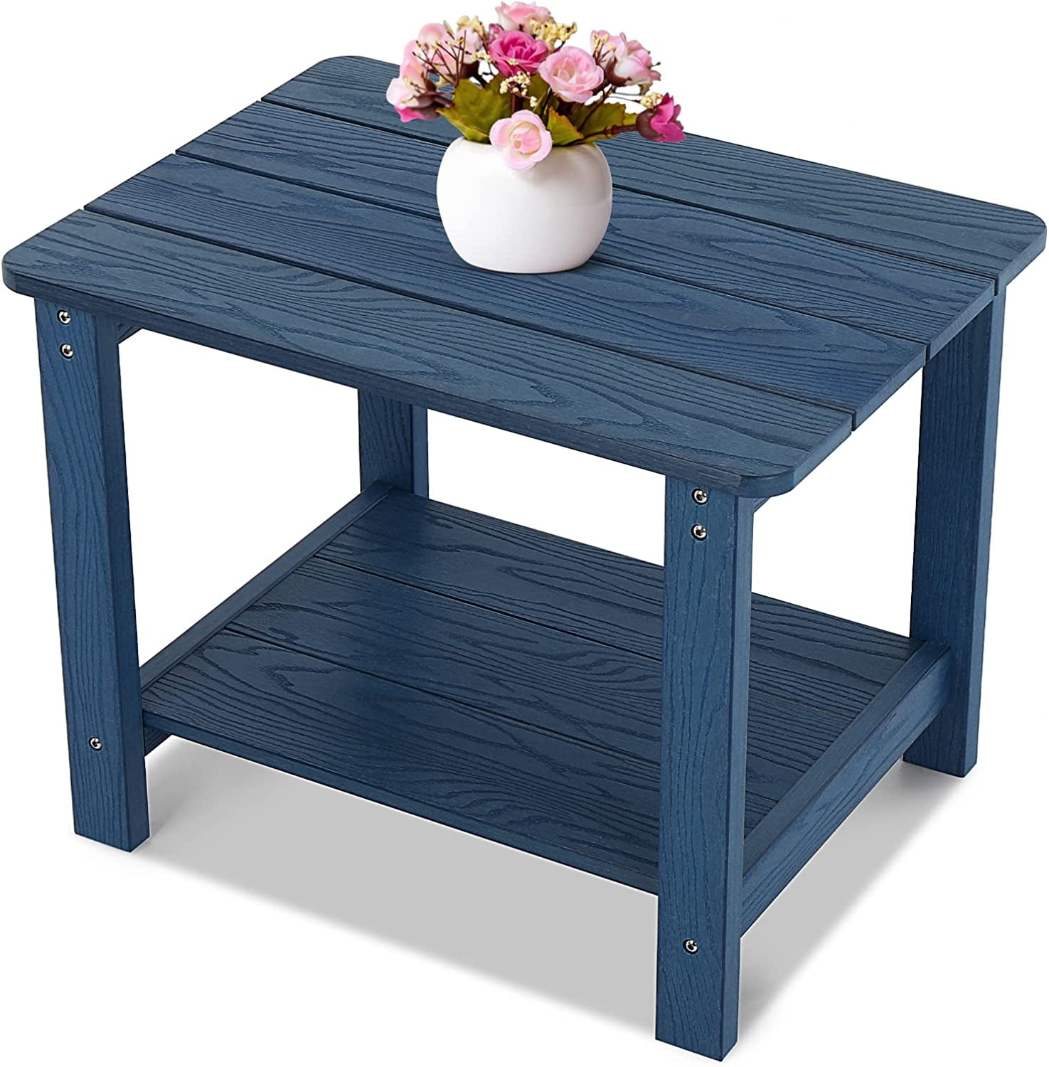 LGHM Outdoor Side Table for Patio, 2-Tier Oversized All Weather ...