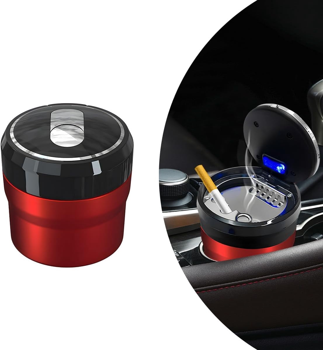 LGM Car Ashtray with Lid, Detachable Smokeless Cylinder Cup Holder ...