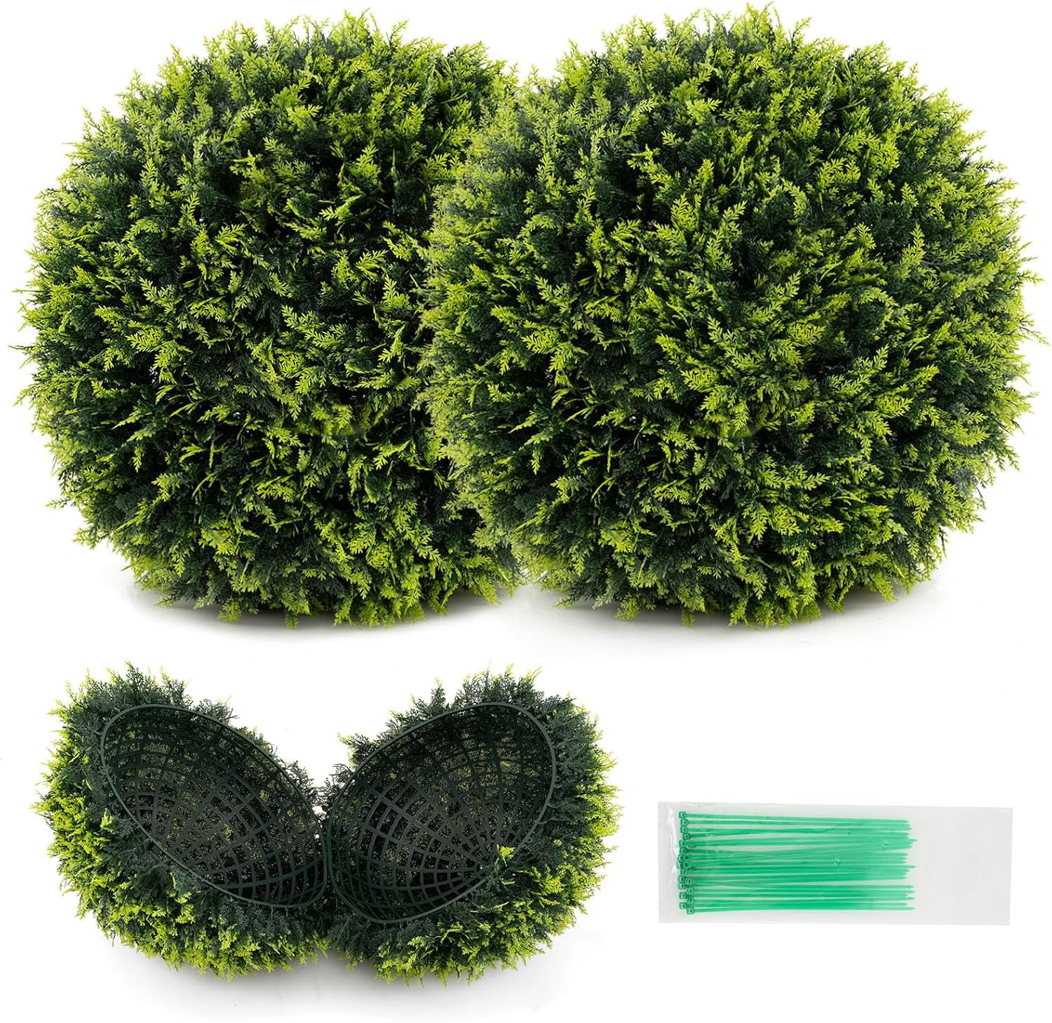 LGOOD 2 PCS 22” Artificial Cedar Topiary Ball, Faux Decorative Balls ...