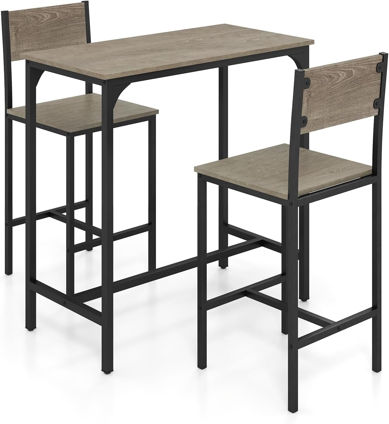 LGOOD 3-Piece Bar Table Set, Counter Height Pub Table & 2 Barstools ...