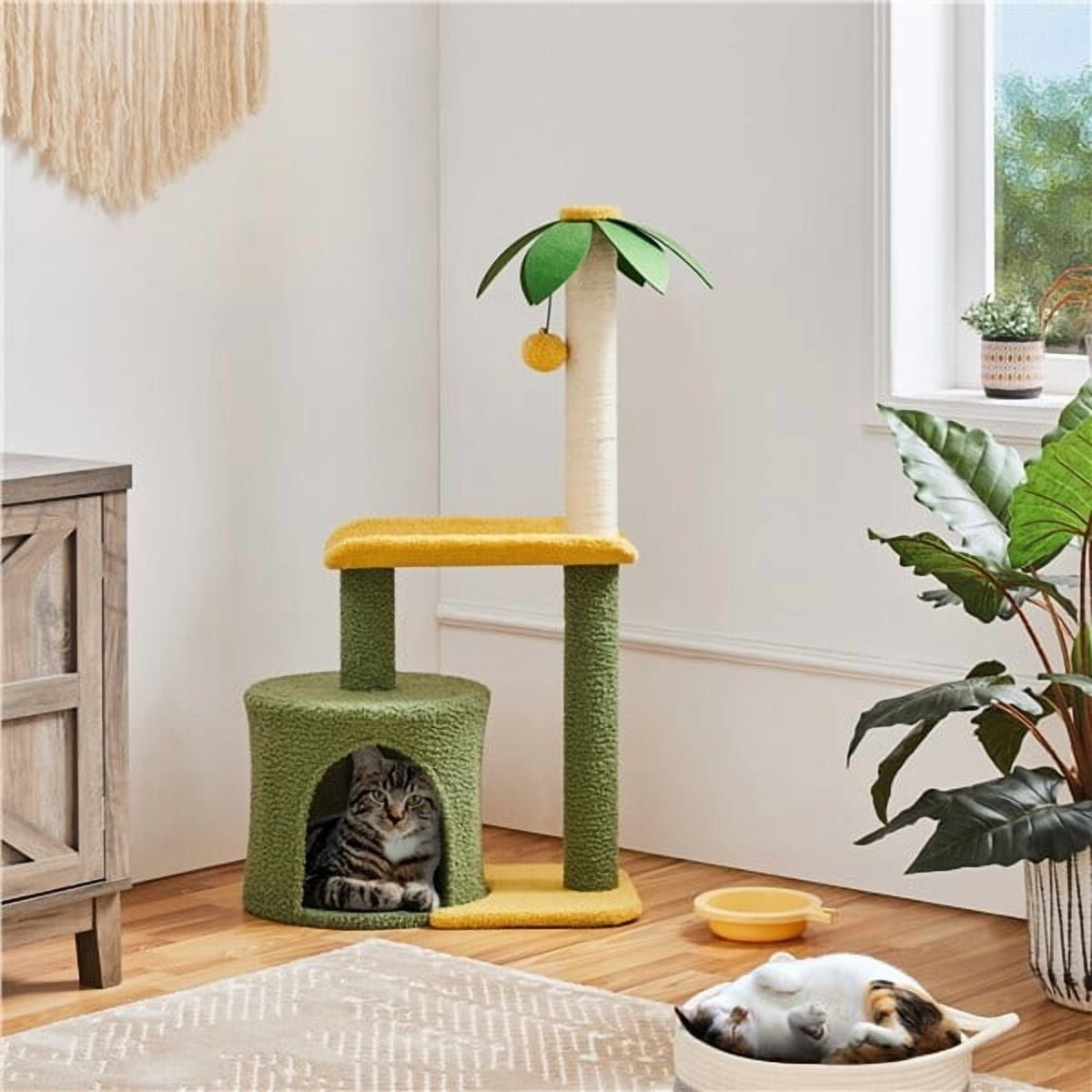 LGOOD 37″ Cat Tree Coconut Palm Cat Tower Scratching Post Cats Condo ...